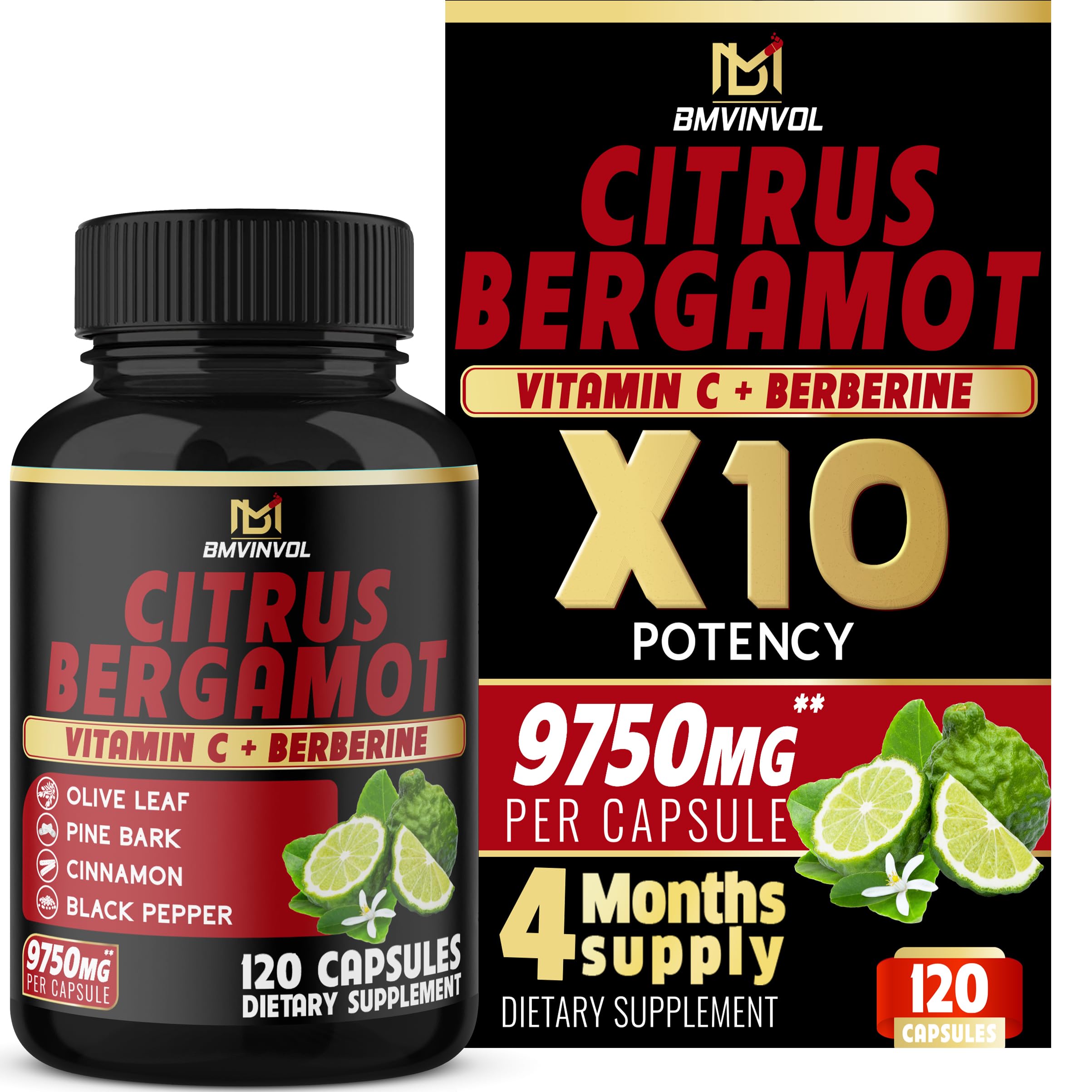 Citrus Bergamot 𝟐𝟓:𝟏 Extract - 𝟵𝟳𝟱𝟬𝗺𝗴 per Capsule with Vitamin C ...