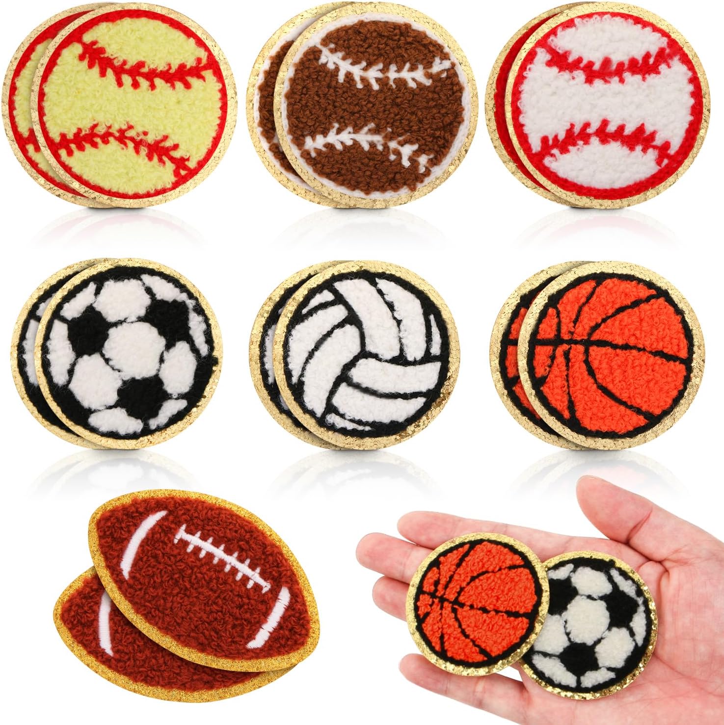 Amazon.com: BENOSPACE 14Pcs Sports Chenille Iron On Patch Football ...