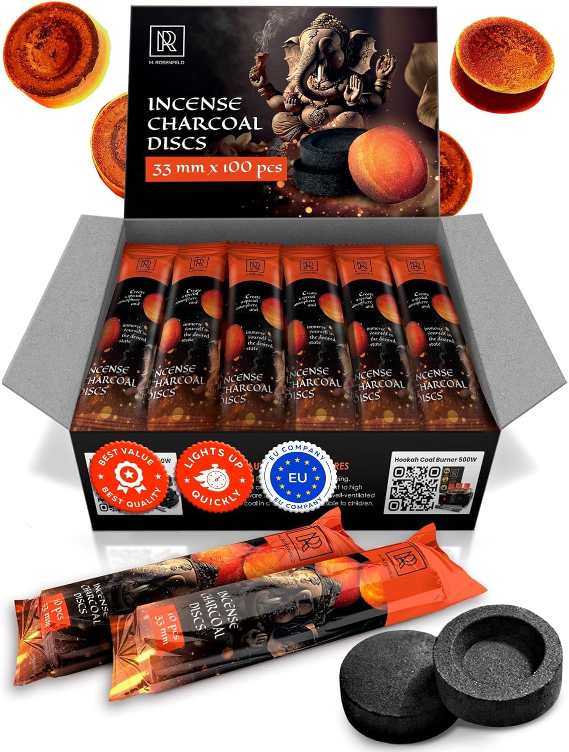 Amazon.com: Charcoal Discs to Burn Incense - 100 pcs Charcoal for ...