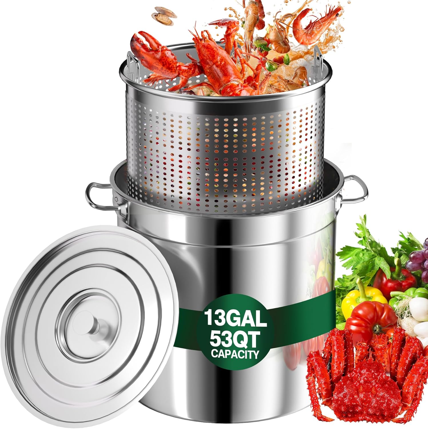 Amazon.com: WantJoin 53QT Stainless Steel Stockpot for Seafood Boiler ...