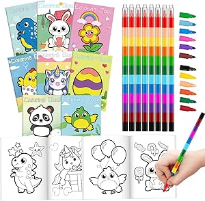 Amazon.com: 24 Coloring Books For Kids with 24 Stacking Crayons Set ...