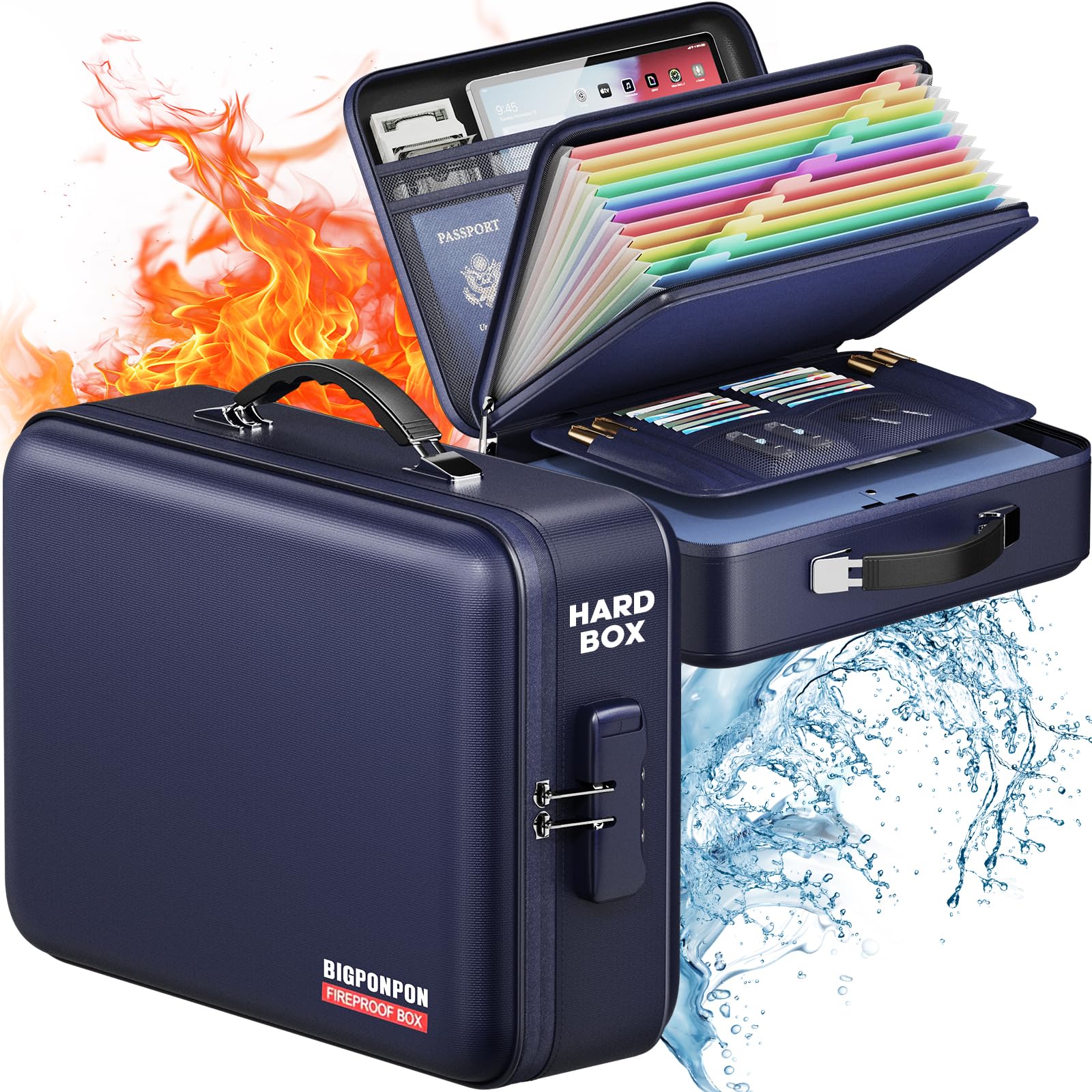 Amazon.com: Fireproof Document Box with Water-Resistant Zipper, Hard ...
