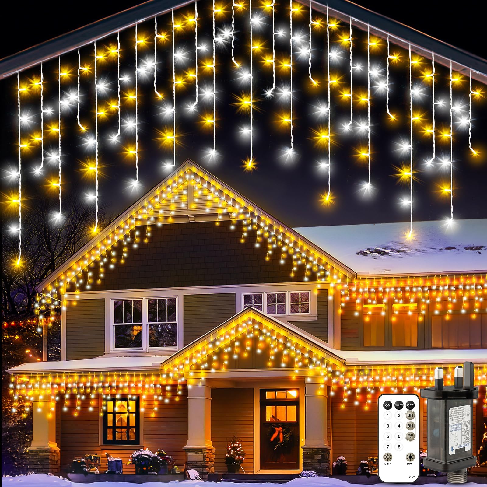 Sentik® 240 LED Snowing Icicle Lights Ultra Bright Party Wedding ...