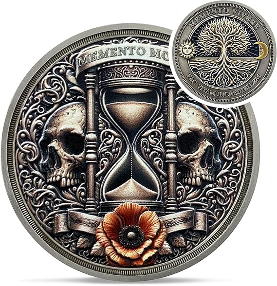 Amazon.com : Hourglass Memento Mori Coin - Novelty Tree of Life Stoic ...