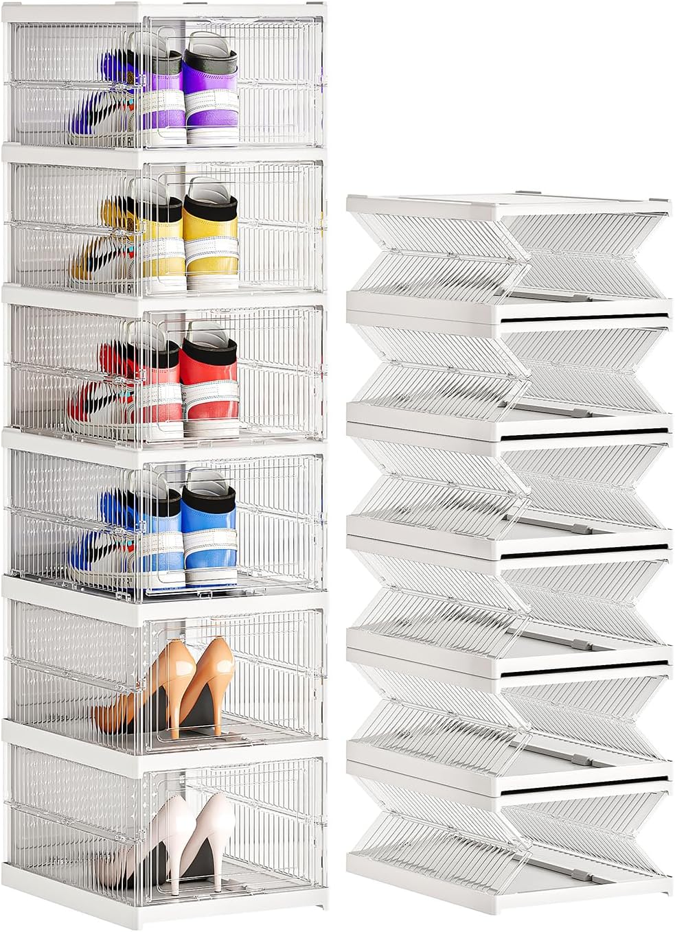 Amazon.com: Harmon Wandyer Shoe Organizer Box 6-Tier Foldable Shoe Rack ...