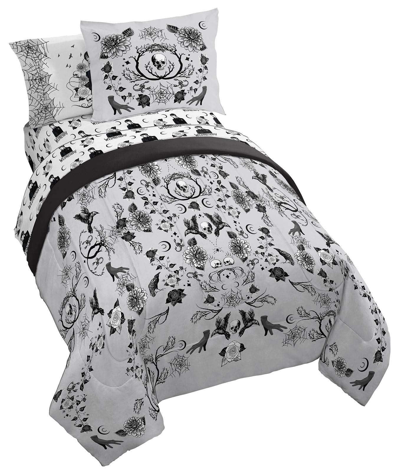Amazon.com: Jay Franco Wednesday Addams Twin Size Comforter Set - 5 ...
