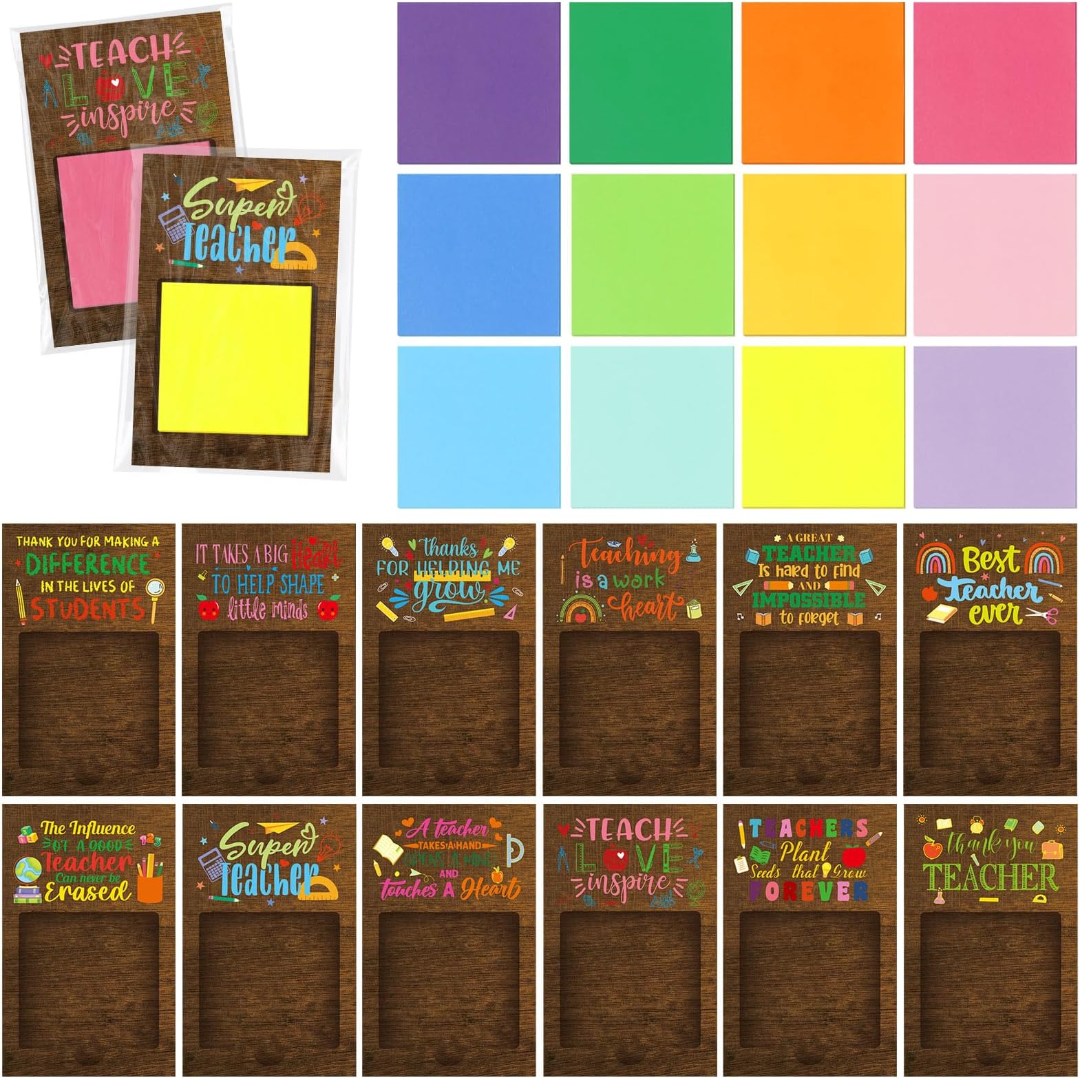 Amazon.com : Motipuns 36 Pcs Teacher Appreciation Gifts Teacher Sticky ...