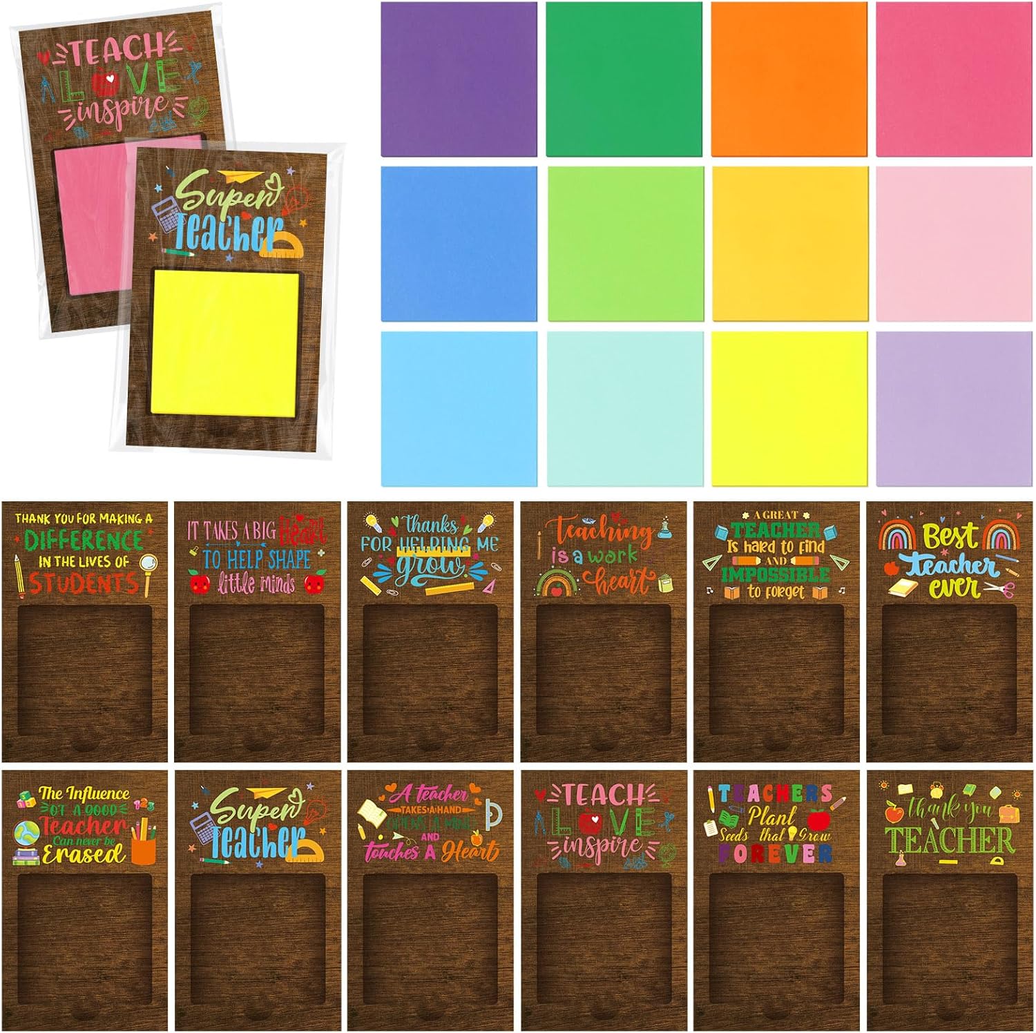 Amazon.com : Motipuns 36 Pcs Teacher Appreciation Gifts Sticky Note ...