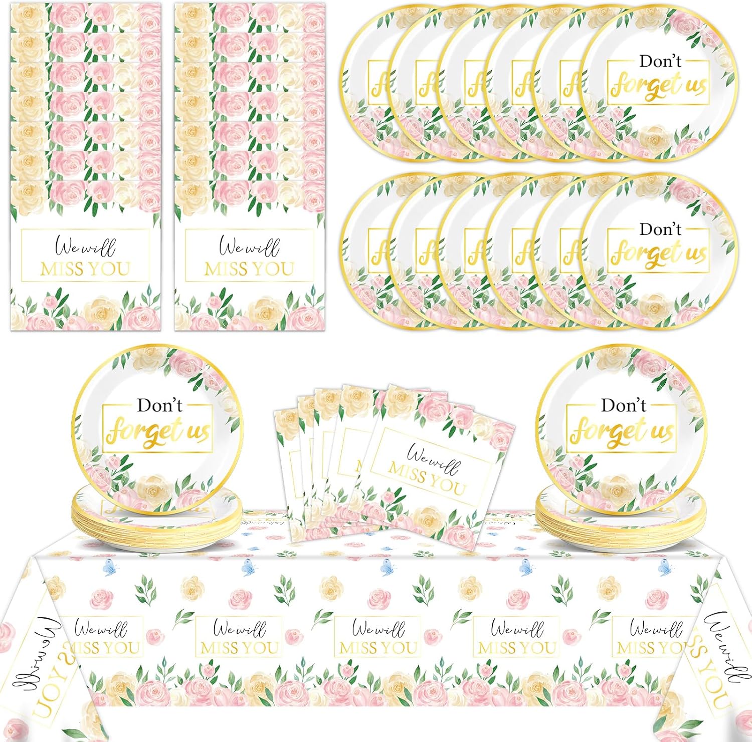 Amazon.com: Floral Farewell Party Supplies Serves 24 We Will Miss You ...
