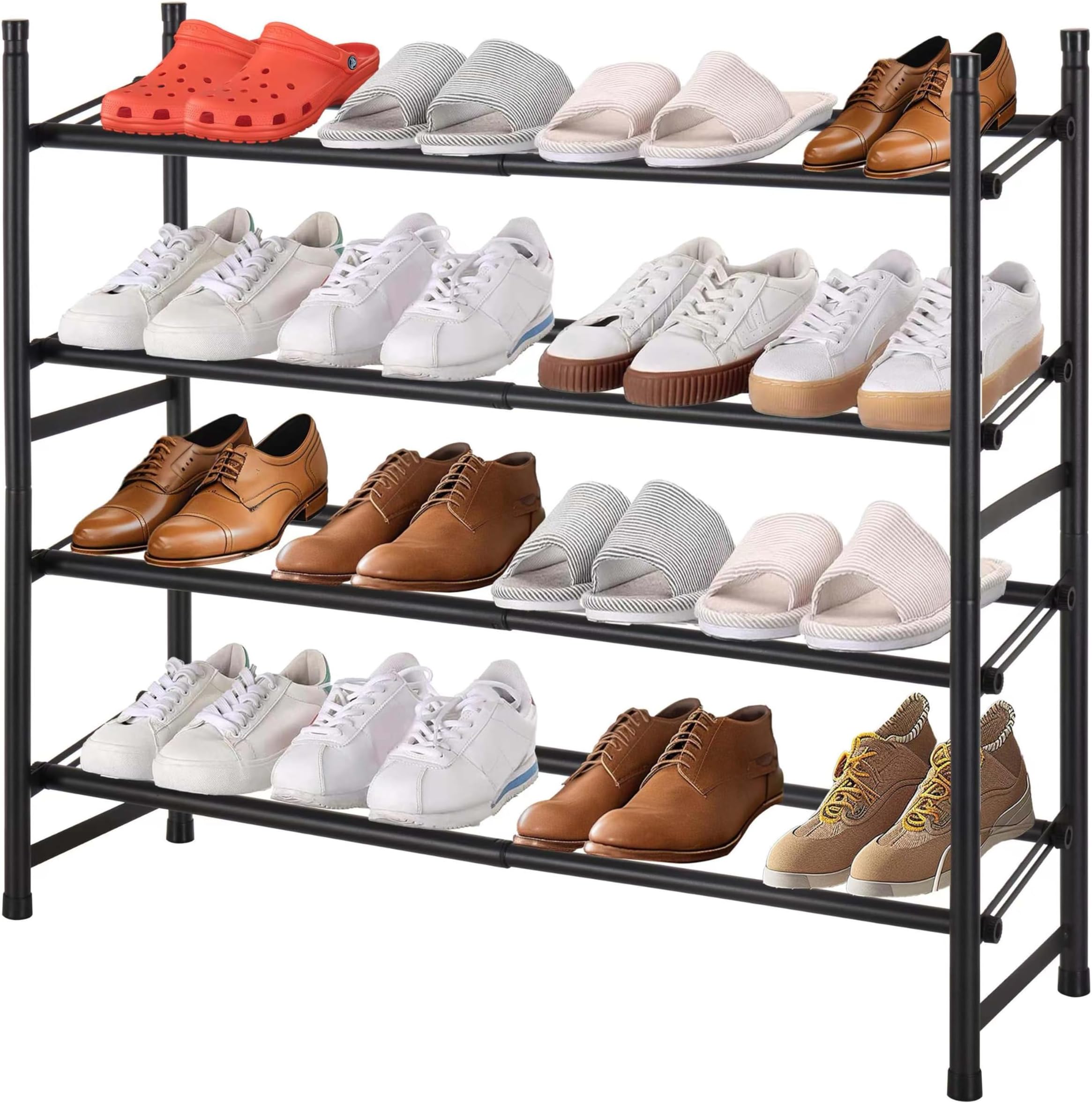 Amazon.com: Finnhomy 4-Tier Expandable Shoe Rack for Closet, Stackable ...