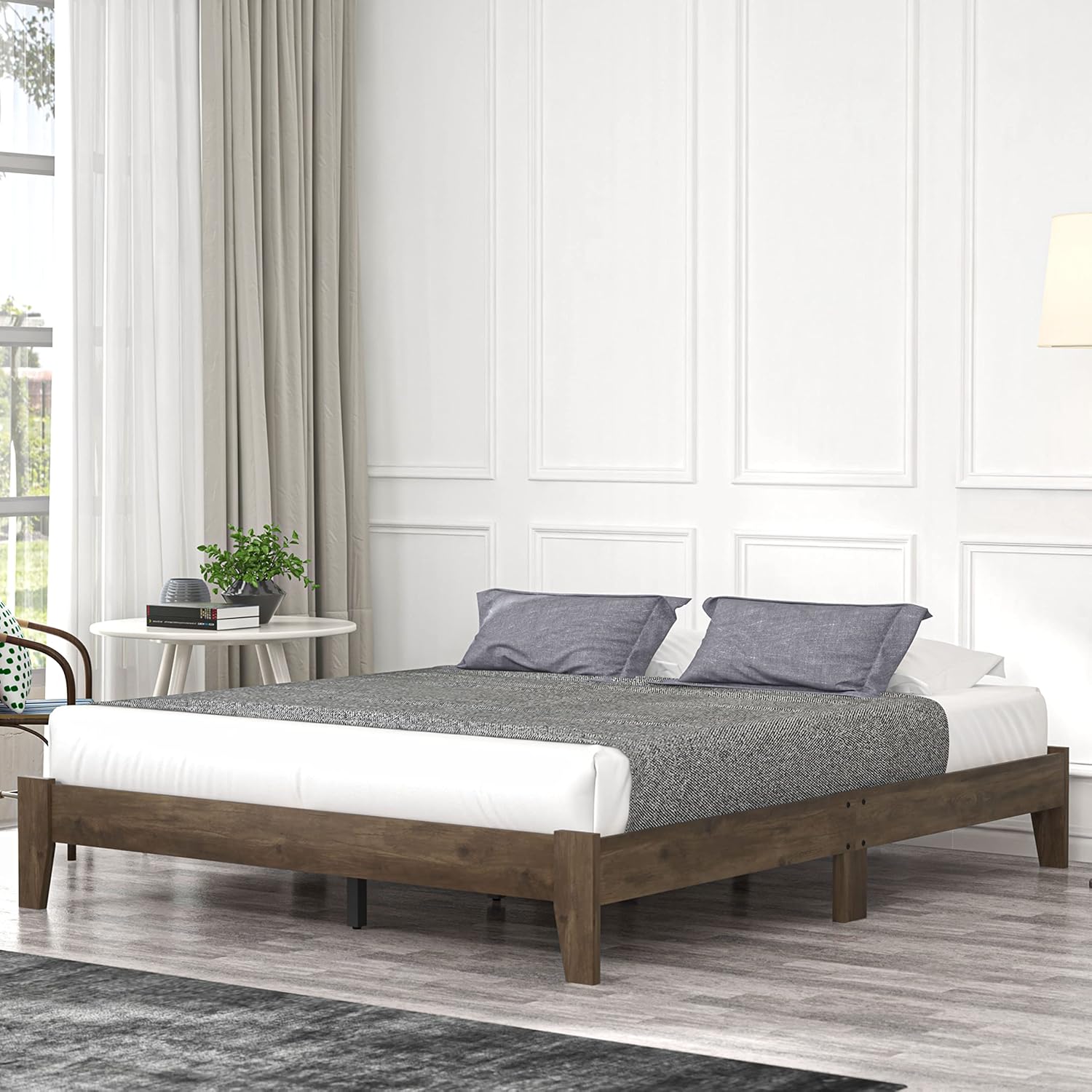 Galano Milton Platform Double Bed - Stylish Wooden Bedframe - Sturdy ...