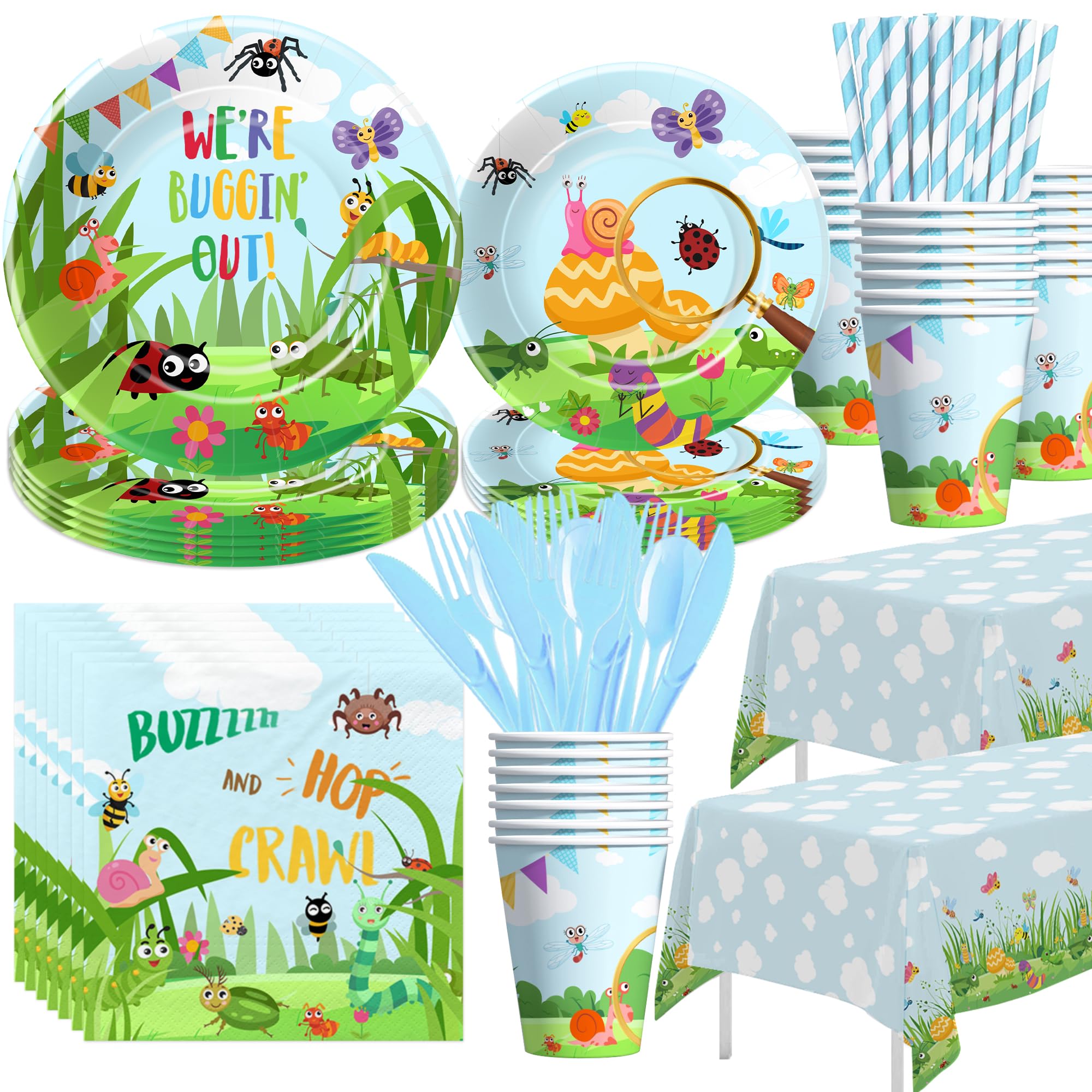 Amazon.com: APOWBLS Bug Birthday Party Decorations Dinnerware - Bug ...