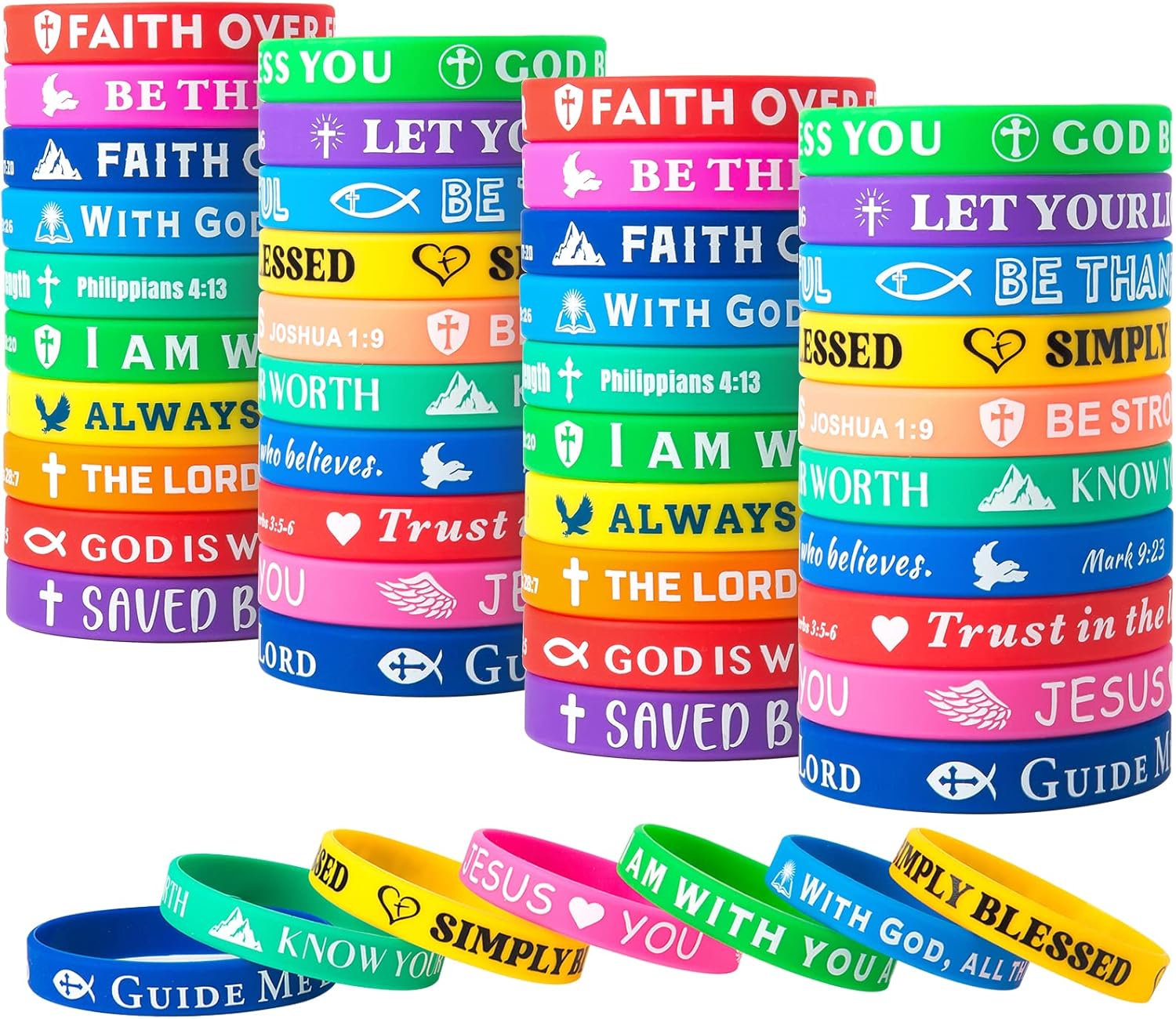 Amazon.com: IDREAMBAND Bible Verse Bracelets - 40 Pcs Silicone Bulk ...