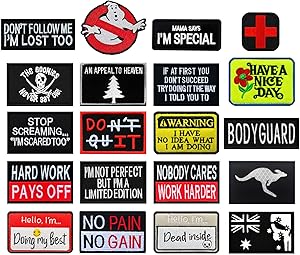 Bundle 20PCS Funny Patches Set, Tactical Morale Fun Biker Sayings Emblem Patch Embroidery Hook ...