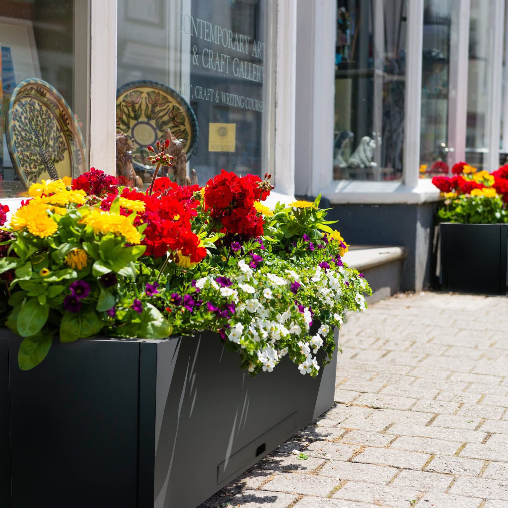 Commercial Metal Planters WORTH 16"" Galvanized Steel Rectangle