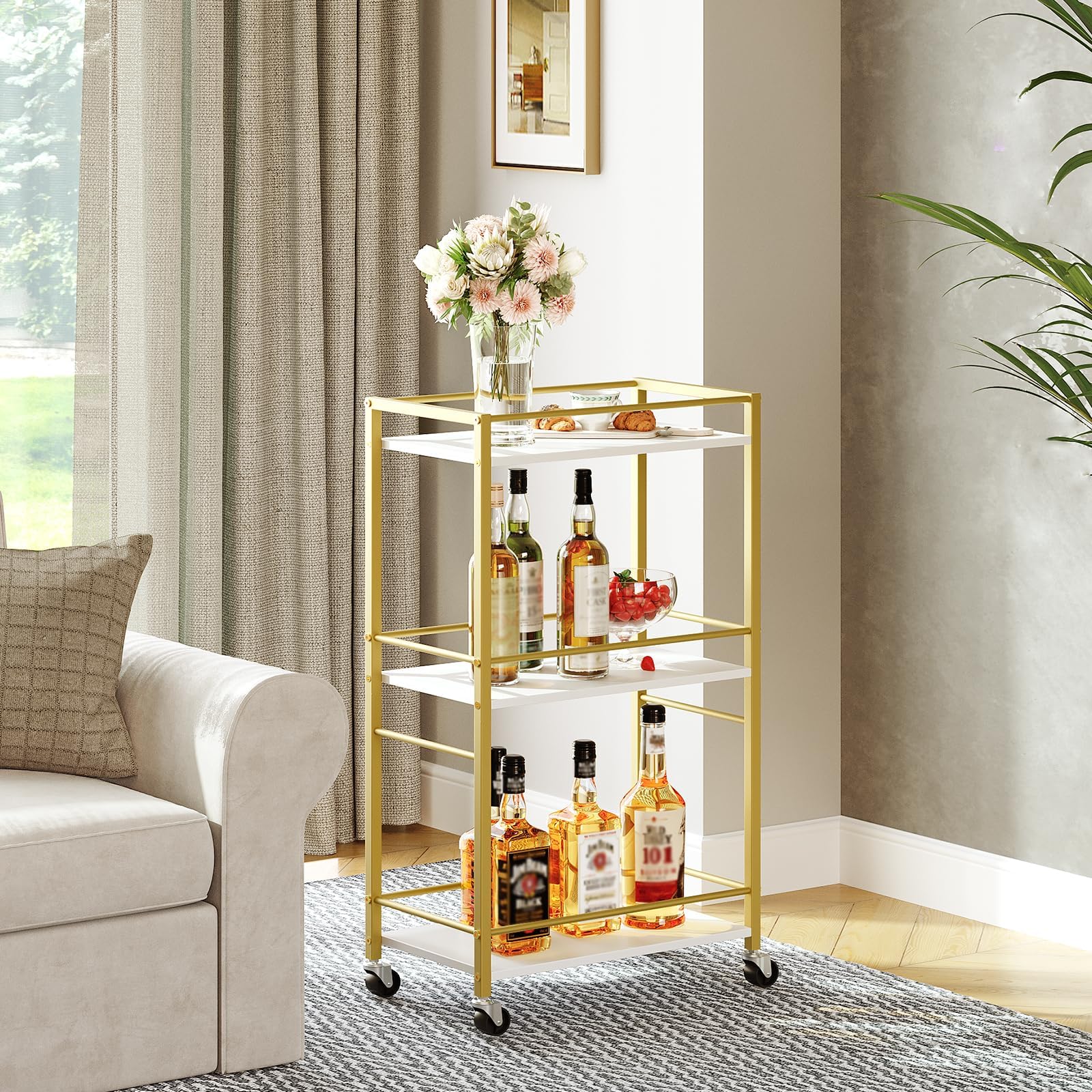 Amazon.com - XIV Bar Cart, Home Bar Serving Cart, Metal Kitchen Carts ...