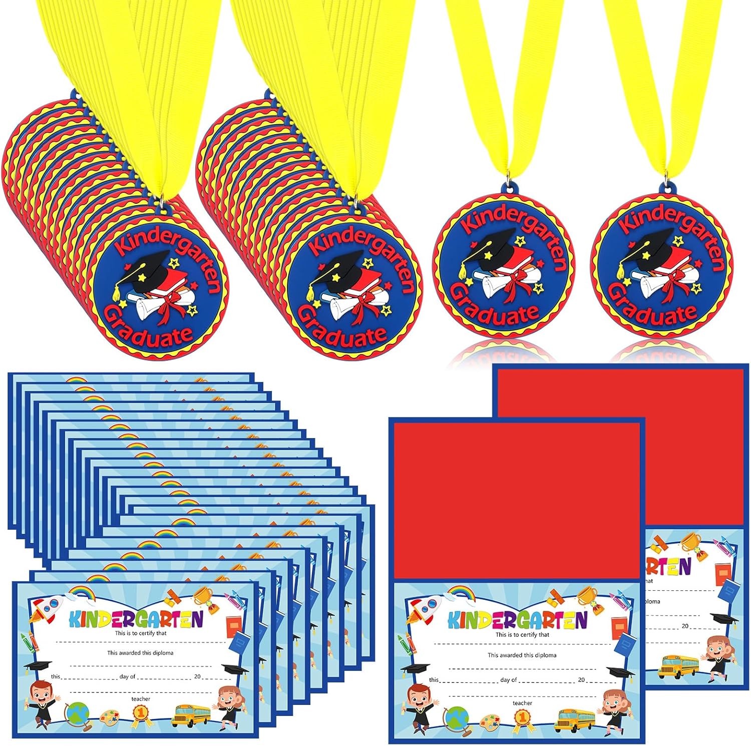 Amazon.com : Gilprop 60 Pcs Kindergarten Graduation Diploma Medal Set ...