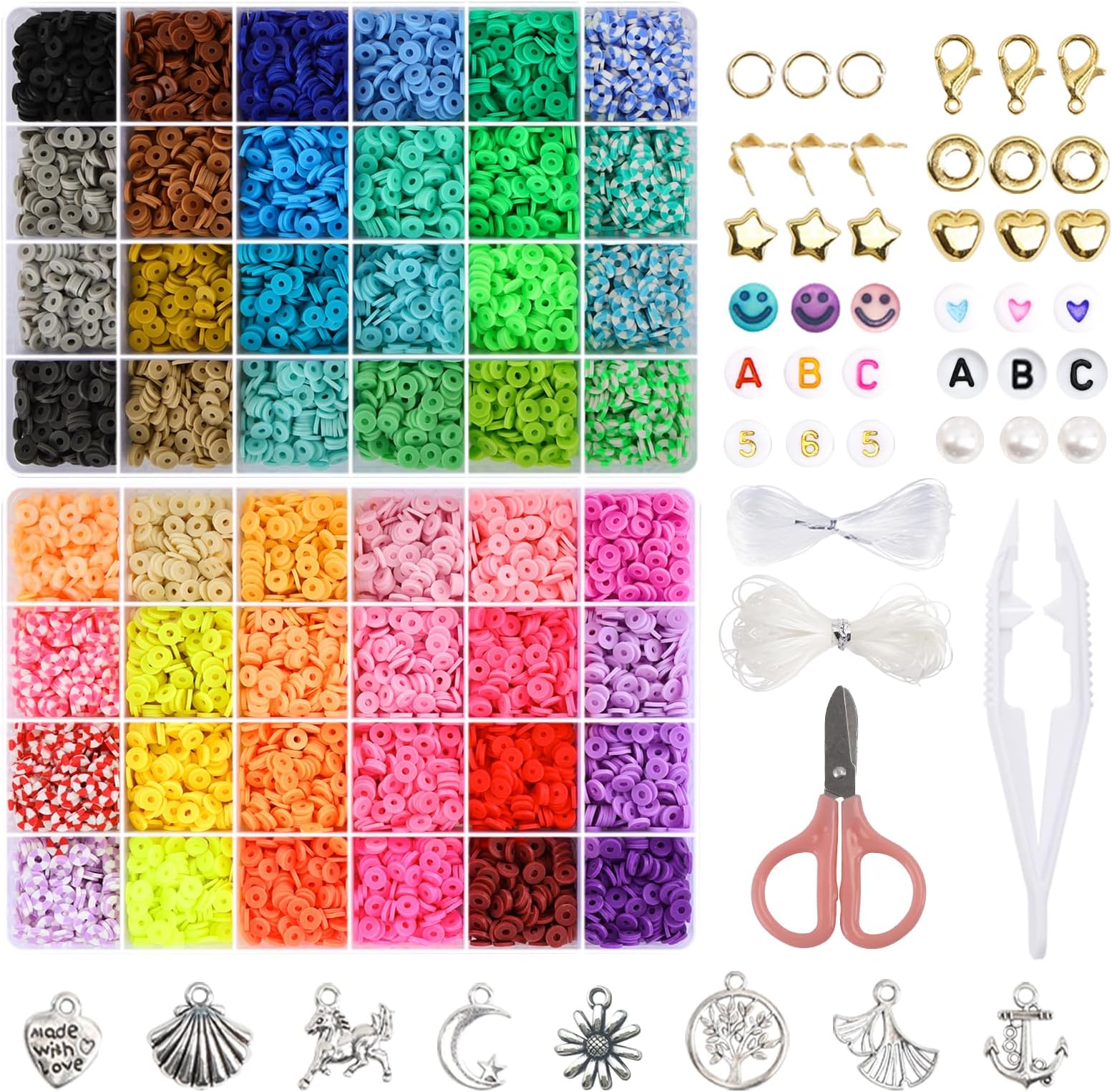 Paodey Kit de fabrication de bracelets en argile de 20 000 pièces, 120 ...