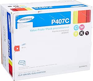 Amazon.com: HP SAMSUNG CLT-P407C/XAA Value Pack - Negro, Cian, Magenta, Amarillo 1 cada uno (CLP ...