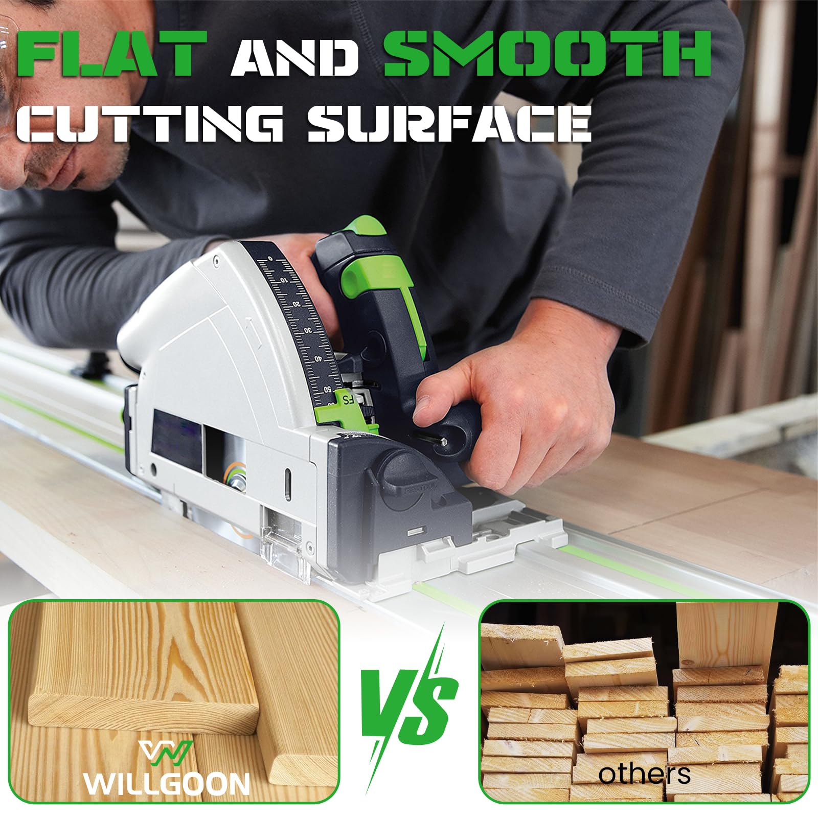 Snapklik.com : 55" Track Saw Guide Rail For Festool Ts-55/ts-75 Track ...