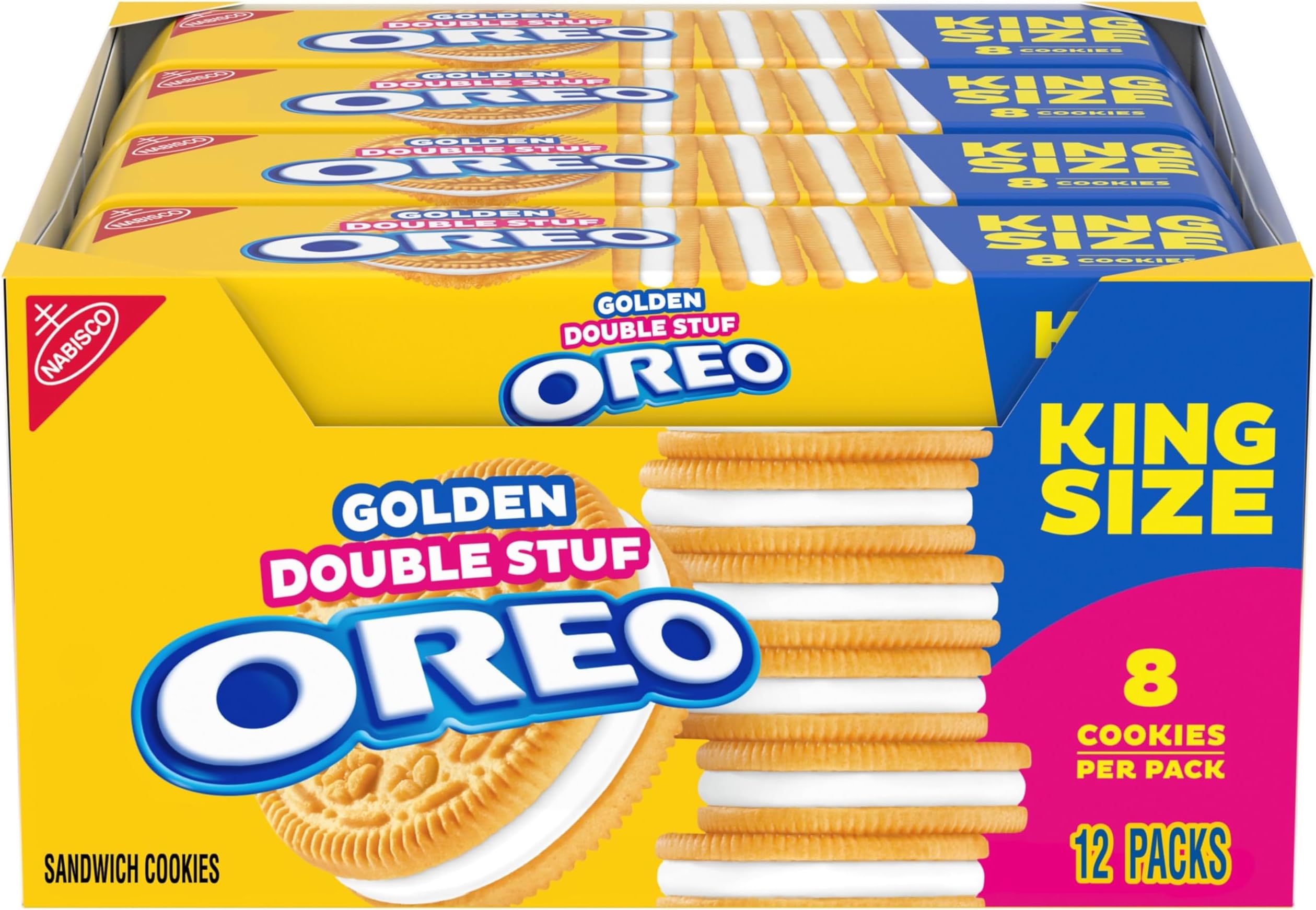Amazon.com: OREO Double Stuf Golden Sandwich Cookies, King Size, 12 ...