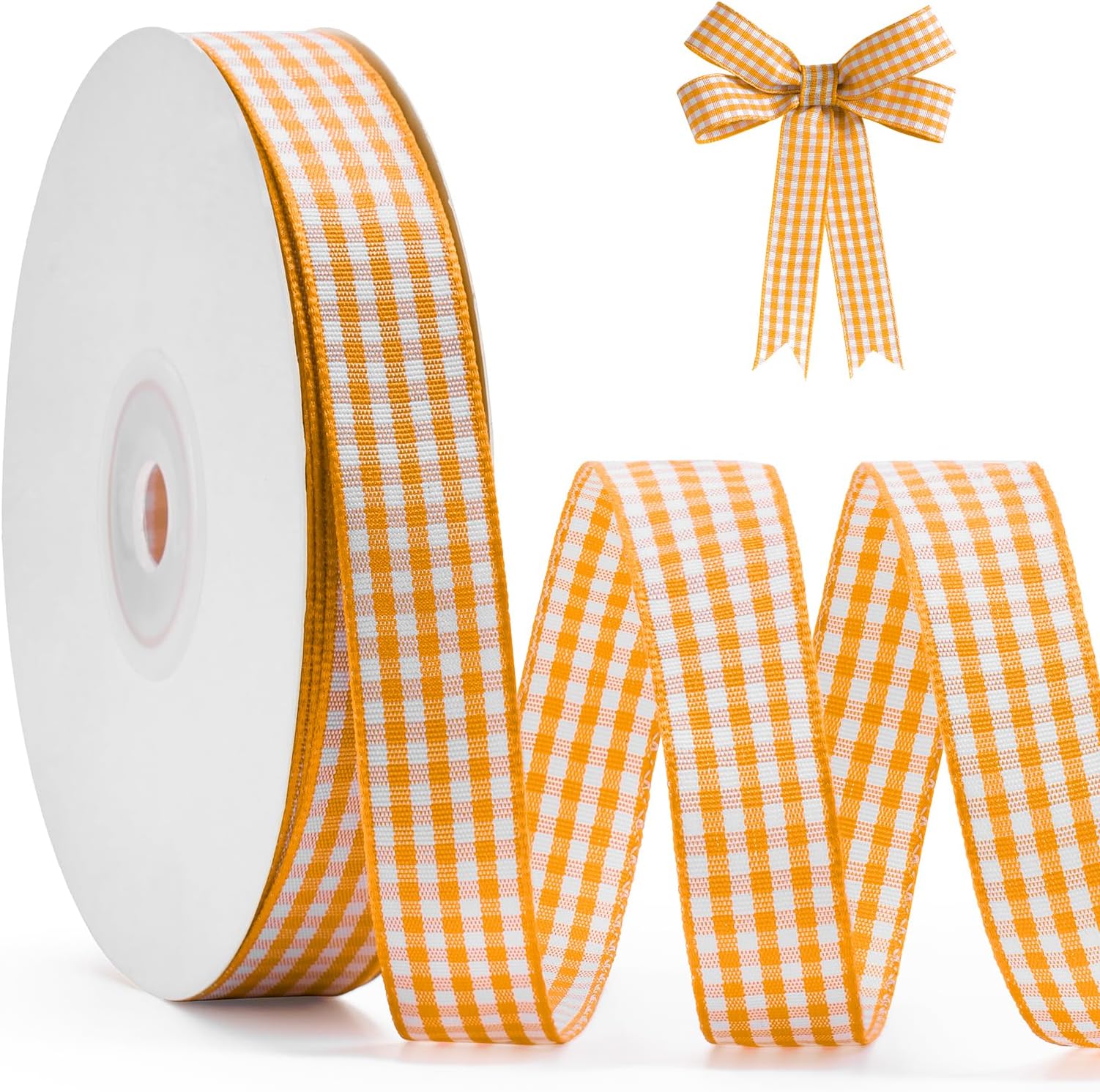 Amazon.com: Ribest Orange and White Gingham Ribbon, 3/8 Inch 10 Yard ...