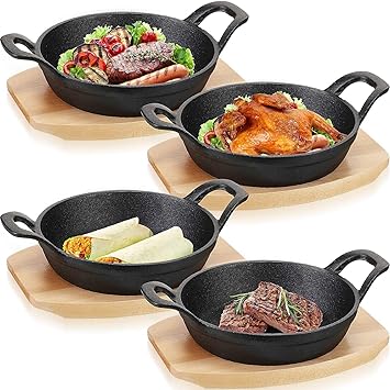 Amazon.com: Sliner 4 Sets Mini Cast Iron Skillet Small Cast Iron Plates ...