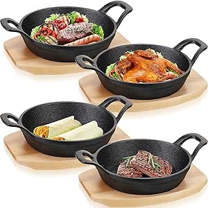 Amazon.com: Sliner 4 Sets Mini Cast Iron Skillet Small Cast Iron Plates ...