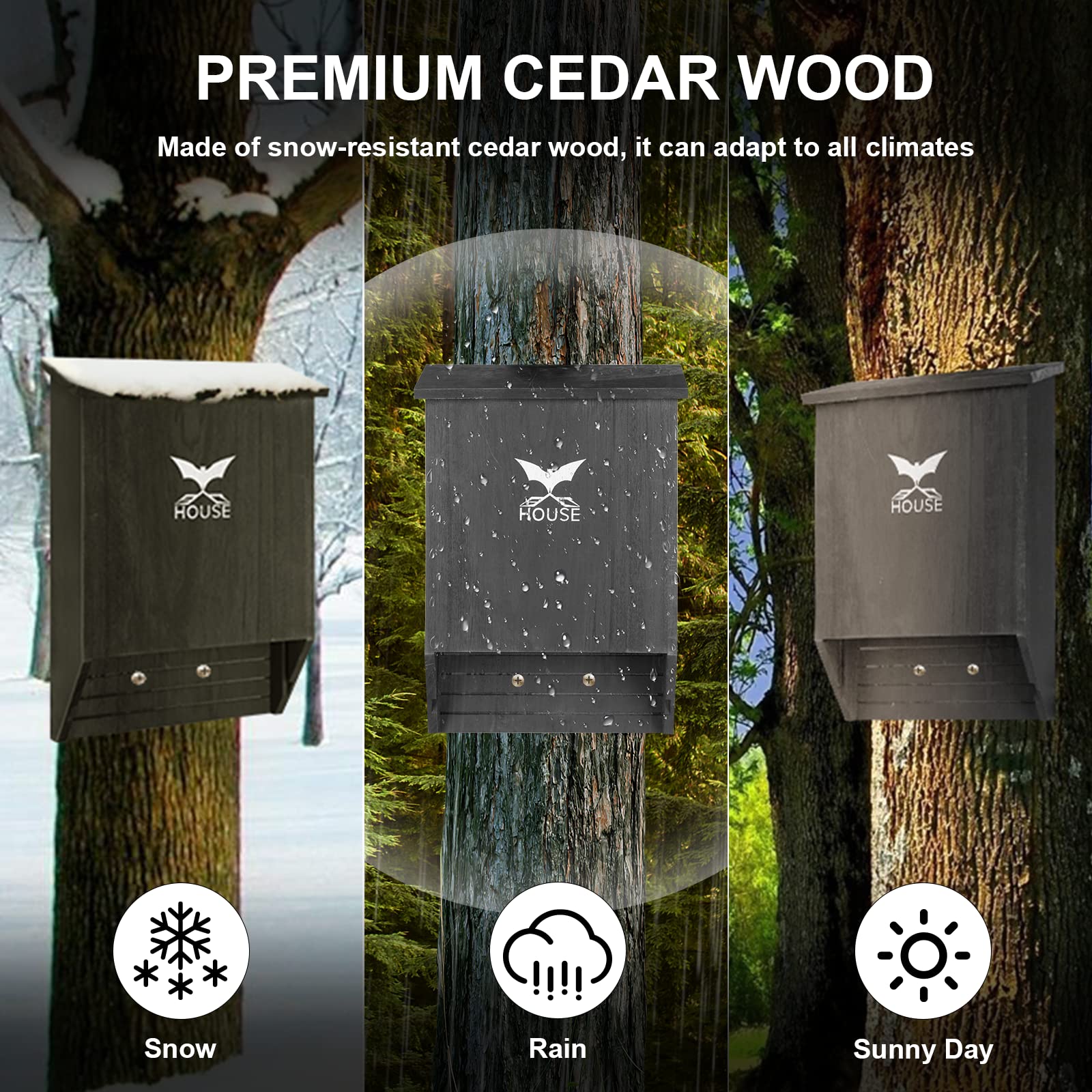 Snapklik.com : Bat Houses For Outdoors, 2 Chamber Big Bat Box For ...