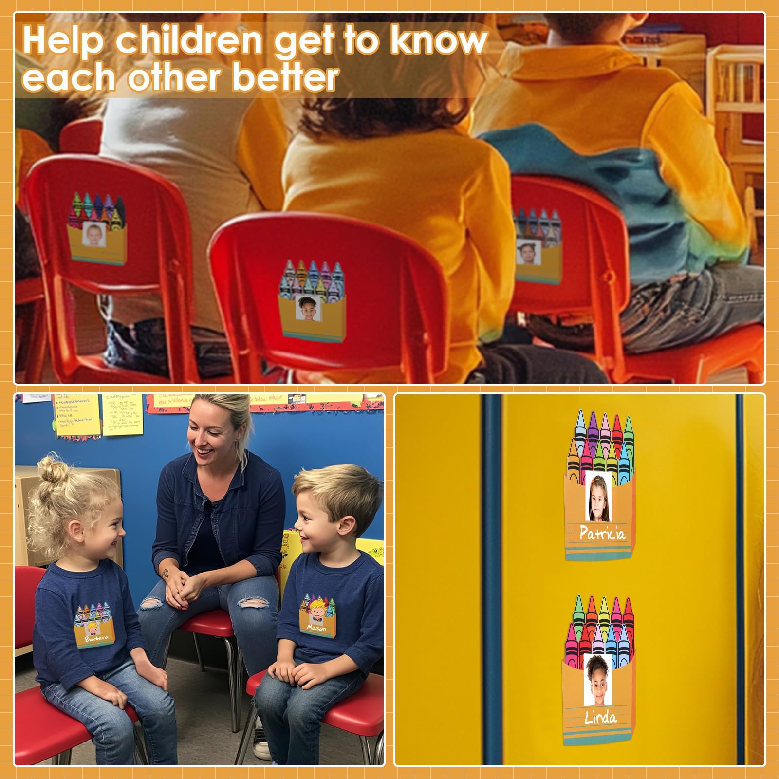 Snapklik.com : Fuyoooo 42pcs Crayon Box Desk Name Tags Kids Photo ...