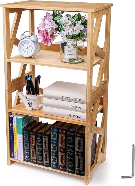Amazon.com: Hedume Bookcase, 3-Tier Open Shelf Bookcase, Small Bamboo ...