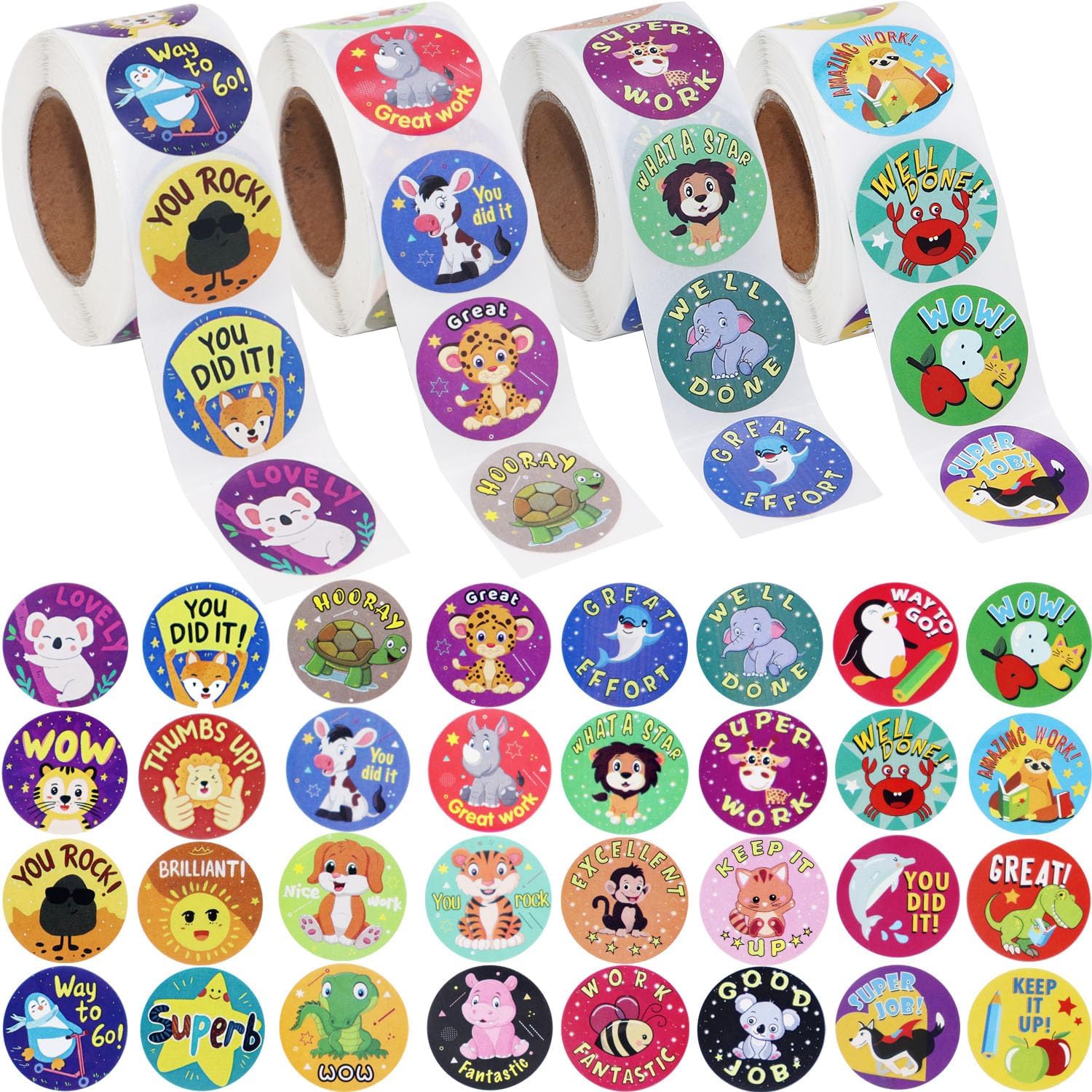 Amazon.com: 1000 pcs Animal Stickers for Kids,Cute Motivational ...