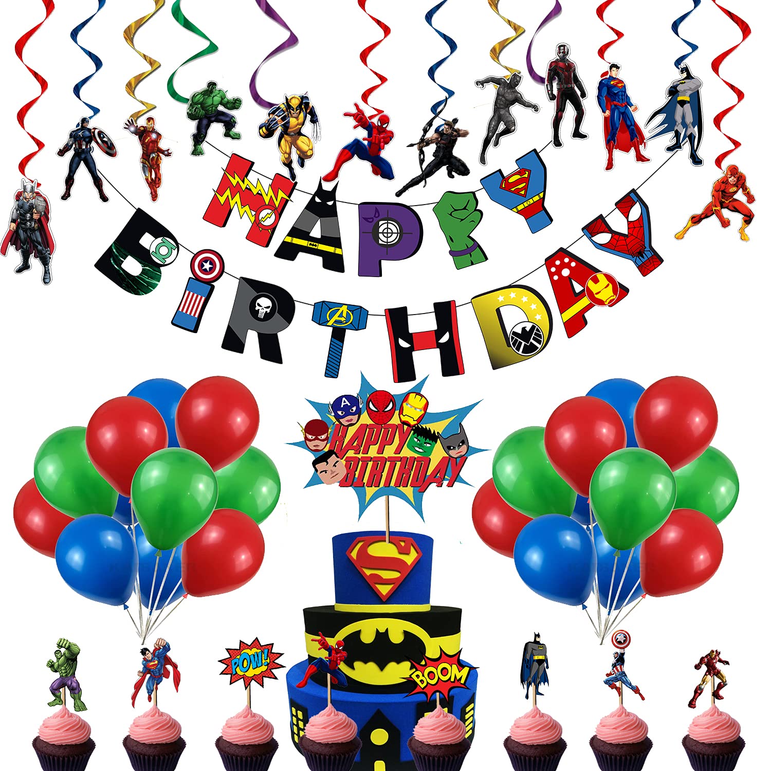Buy Party Propz Superhero Theme Birthday Decoration Combo For Boys ...