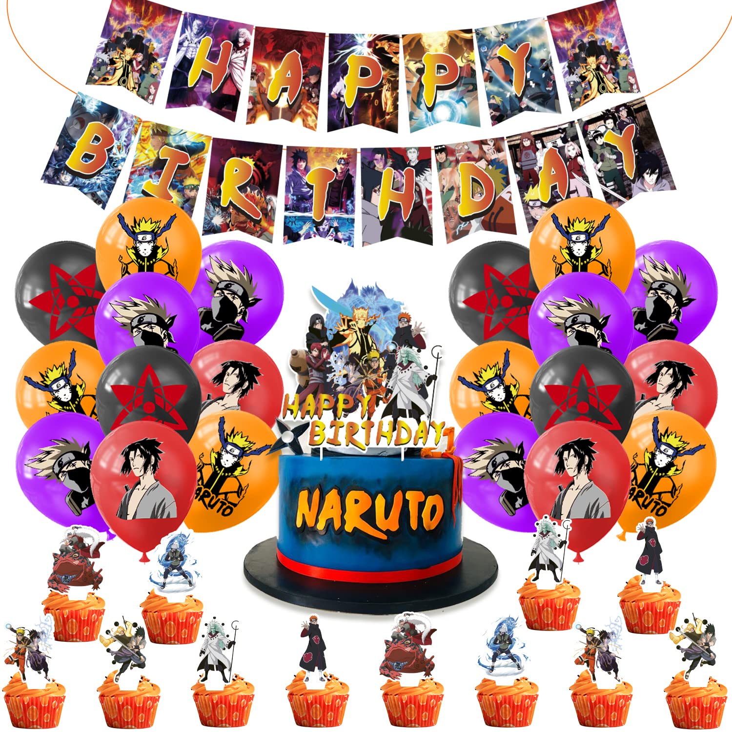 Buy Naruto Birthday Decoration Set, 34 Pieces, Naruto Happy Birthday ...
