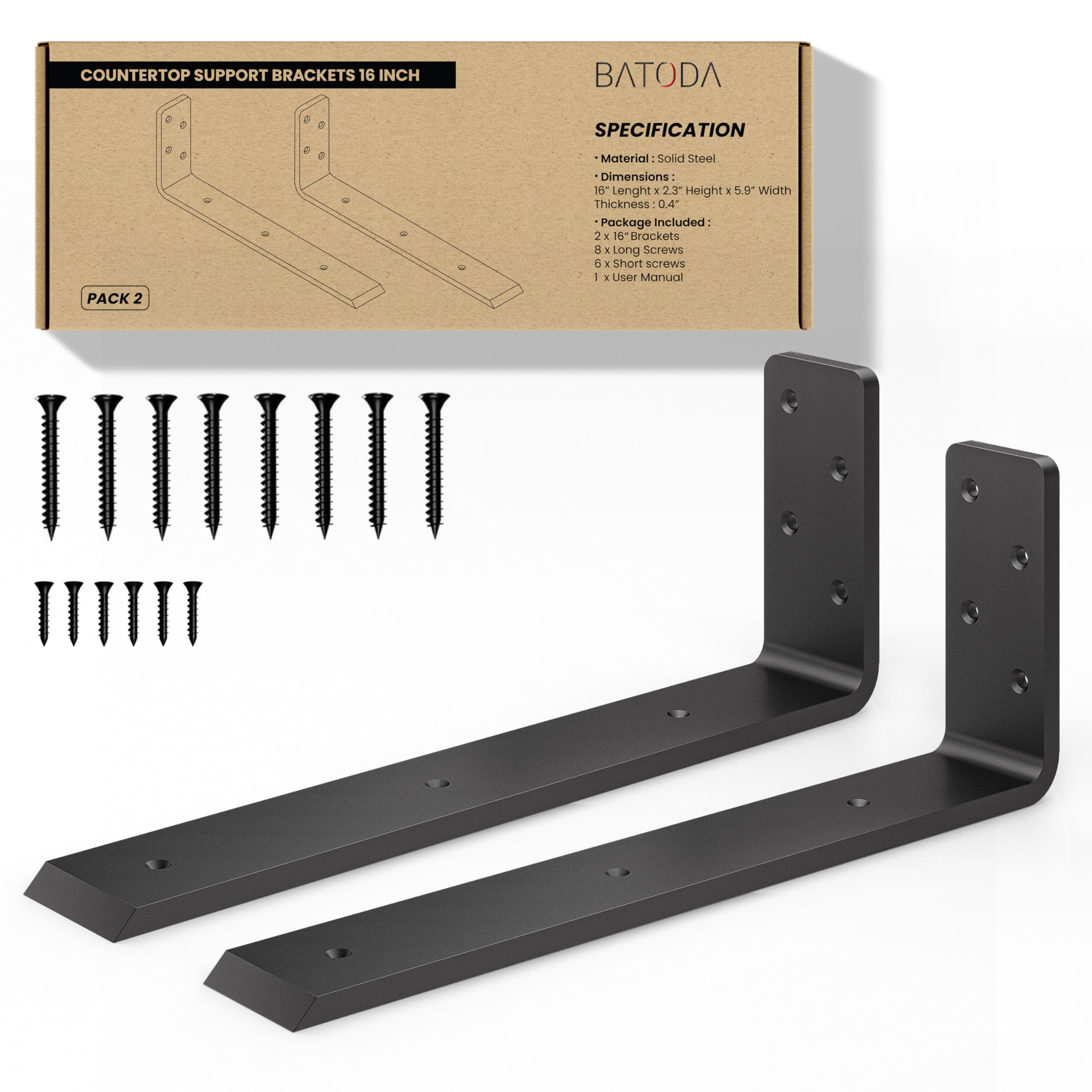 Amazon.com: BATODA 16” Countertop Support Steel Brackets (2 pcs) for ...