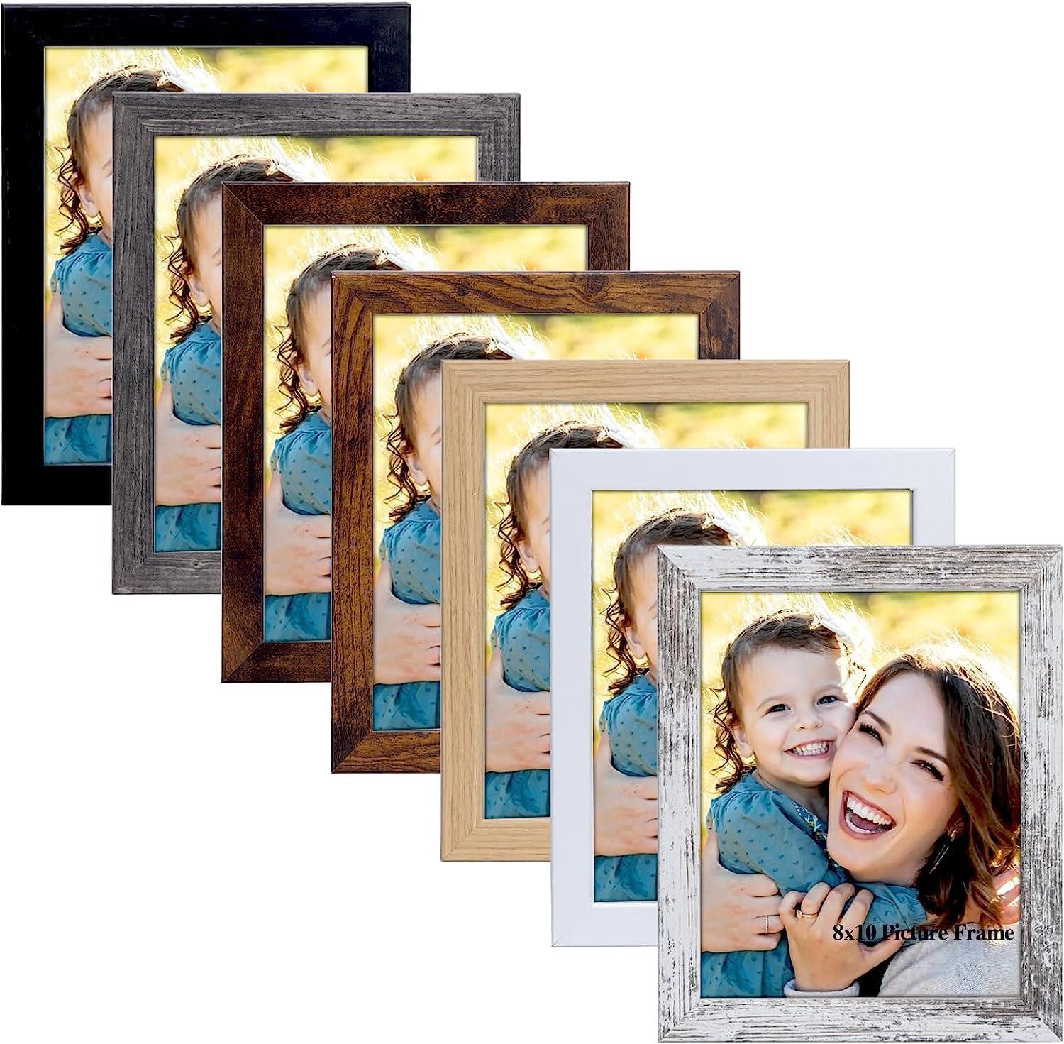 Amazon.com - PETAFLOP 7 pack 4x6/8x10 Wooden Picture Frame in Multi ...