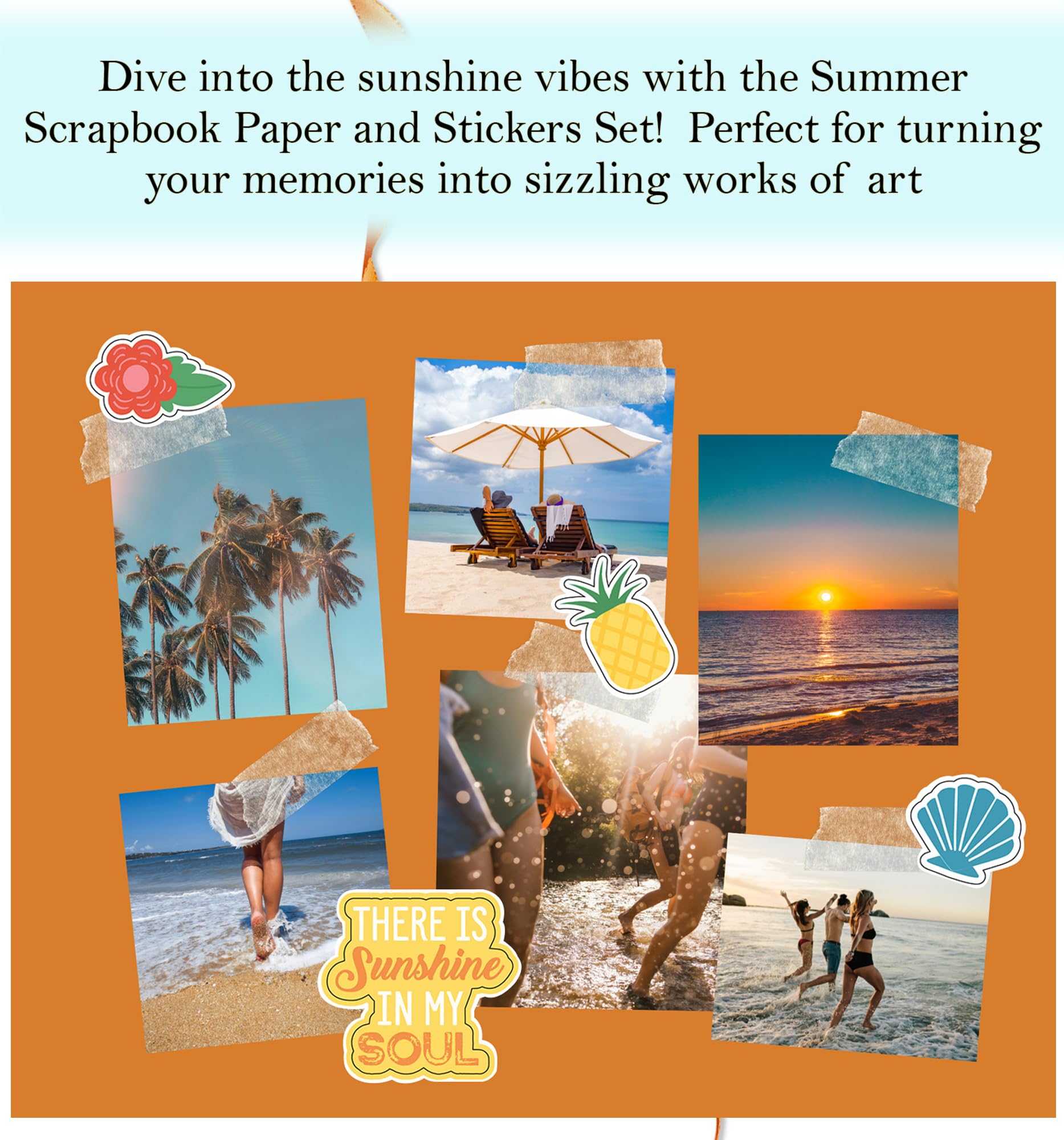 Snapklik.com : Trendzeen Summer Scrapbook Paper & Stickers Kit - Beach ...