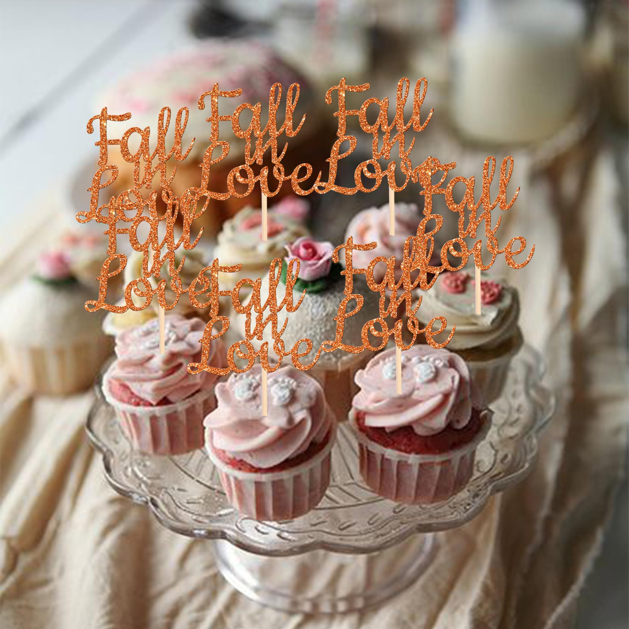 Fall Wedding Cupcake Toppers Set Of 44 Glitter Wedding Cupcake Toppers