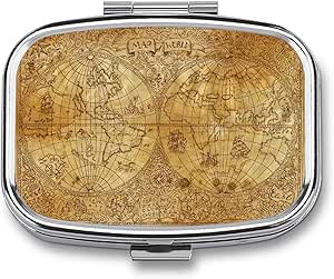 Amazon.com: World Ancient Map Small Pill Box, Metal Pill Box Organizer ...