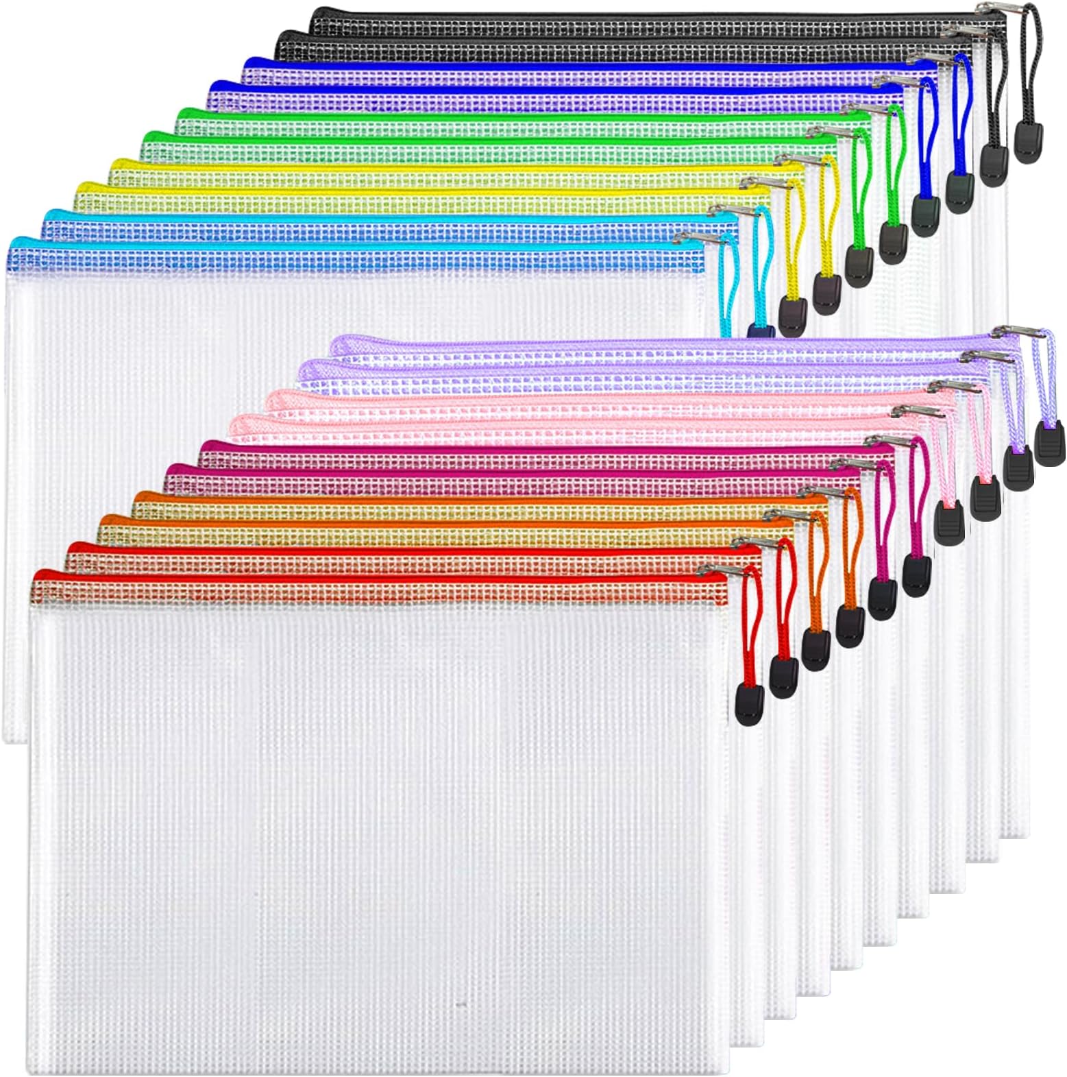 MerryNine 10 Pack Mesh Zipper Pouch Document Bag, A5 Waterproof Plastic ...