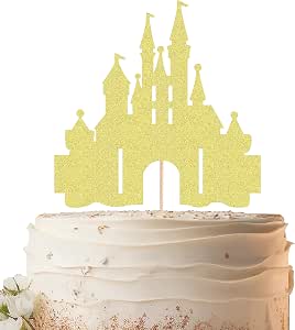 Amazon.com: EONNCNT Castle Cake Topper - Gold Glitter Castle Theme ...