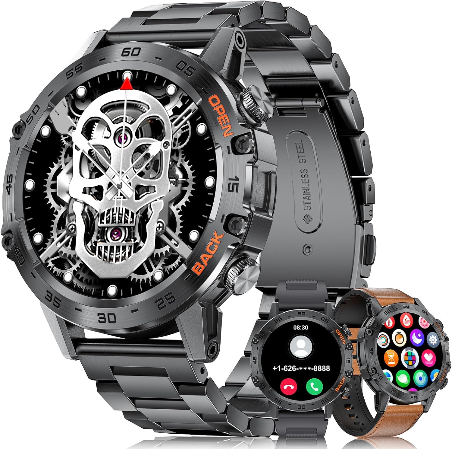 FEELNEVER Military Smart Watch for Men, Bluetooth Voice Call Compatible ...