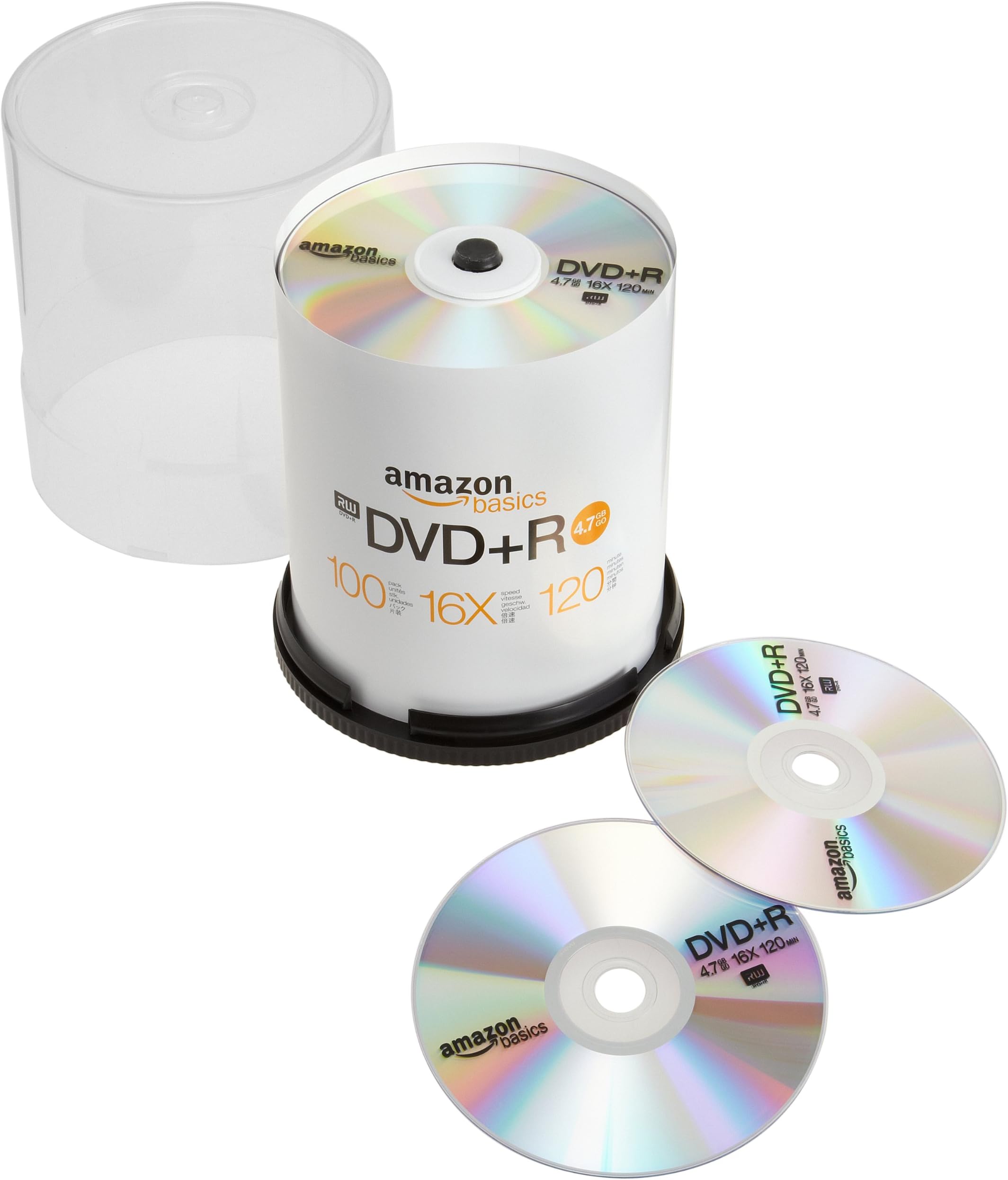 Amazon.com: Amazon Basics 4.7 gb 16x DVD+R Blank DVD Discs - 100 Pack ...