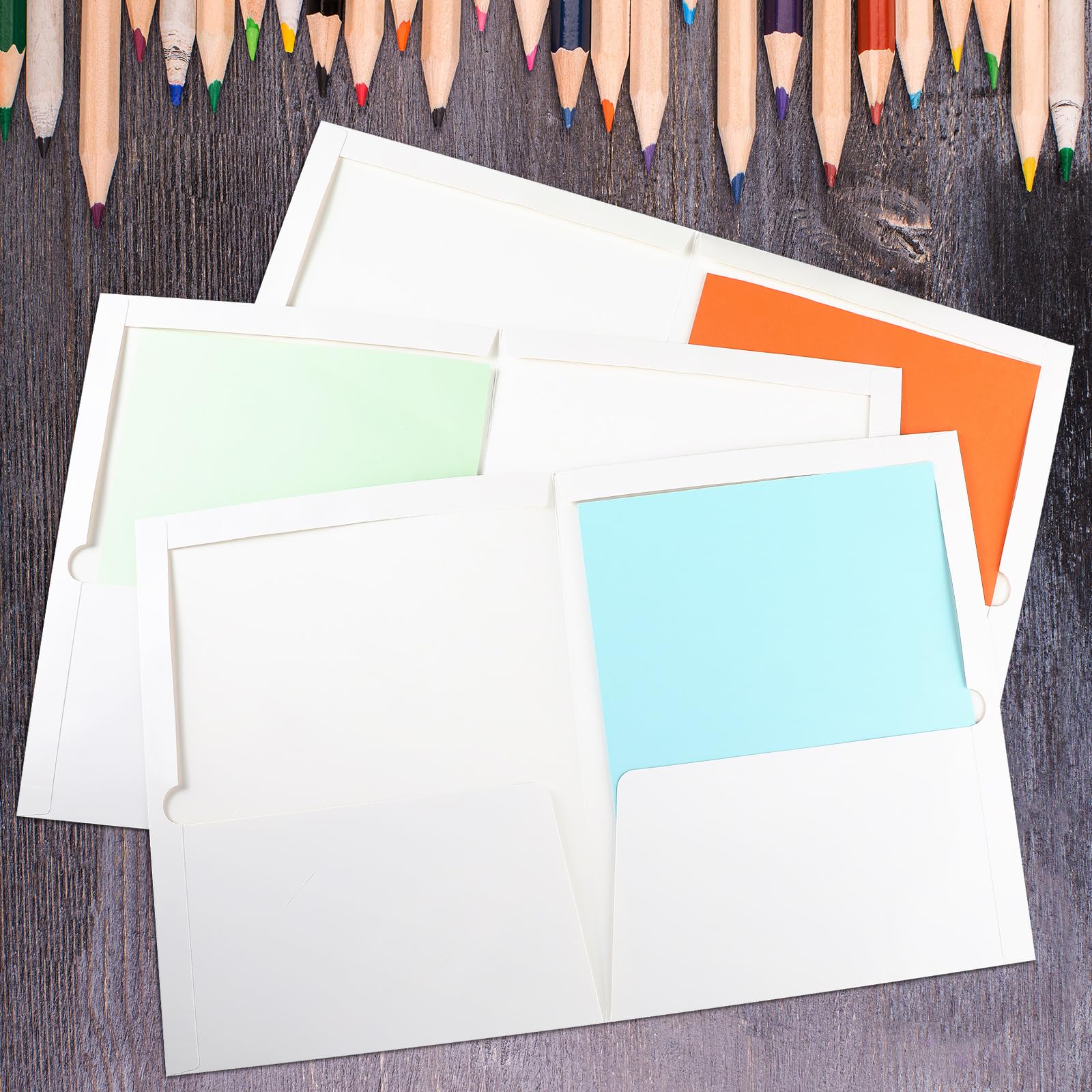 Snapklik.com : Yeaqee 200 Pack 2 Pockets Glossy Laminated Paper Folder ...