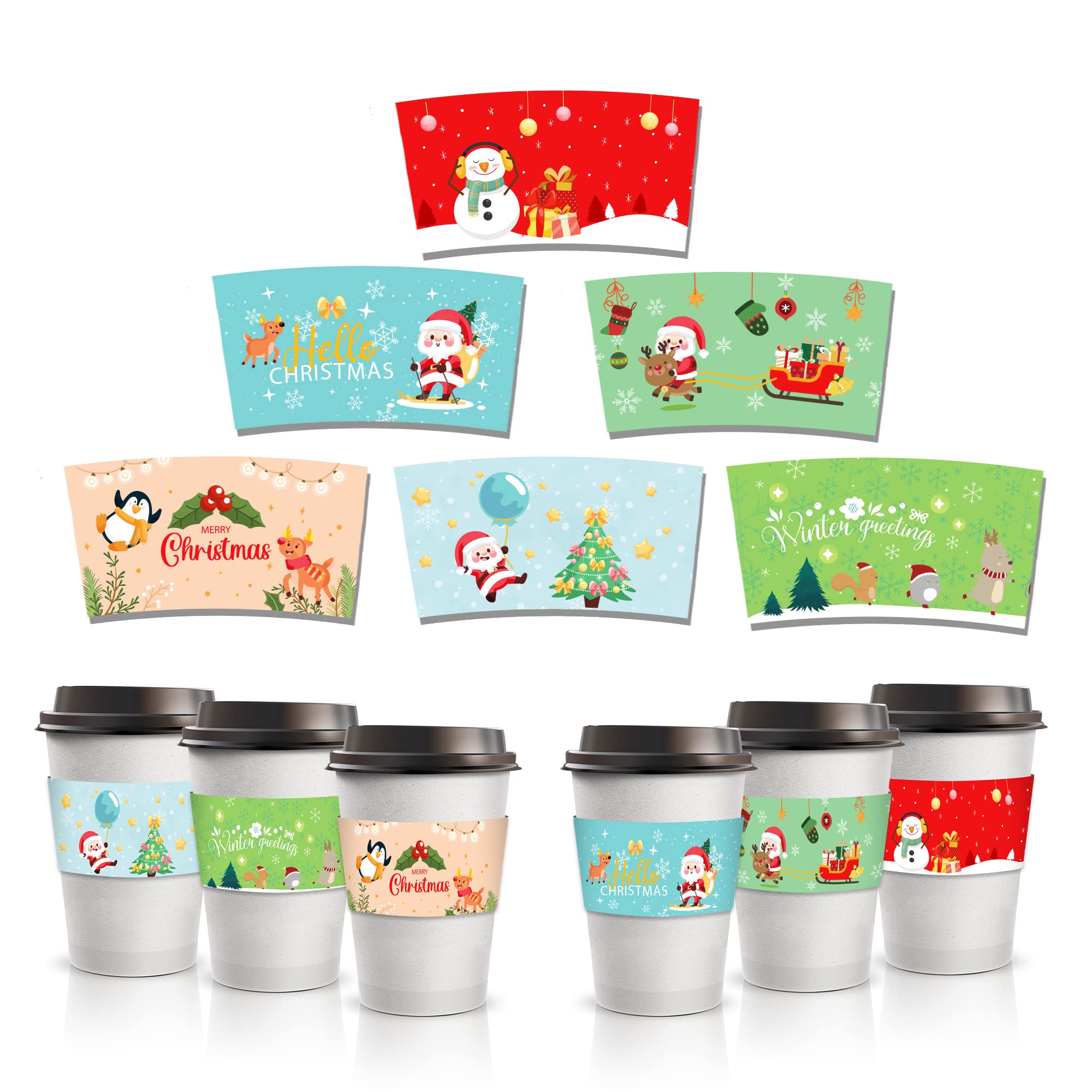 Amazon.com: L7HWDP 24 Pieces Christmas Coffee Cups Sleeves Tea Cups ...