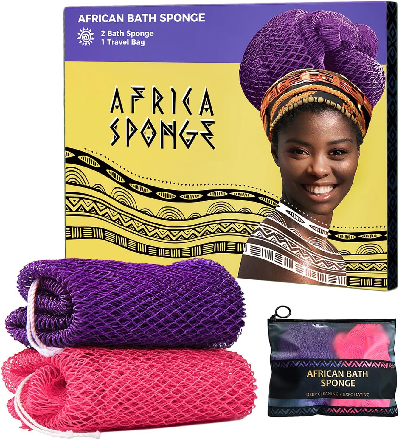 Amazon.com: African Net Sponge Authentic - 2 Pieces Exfoliating Body ...