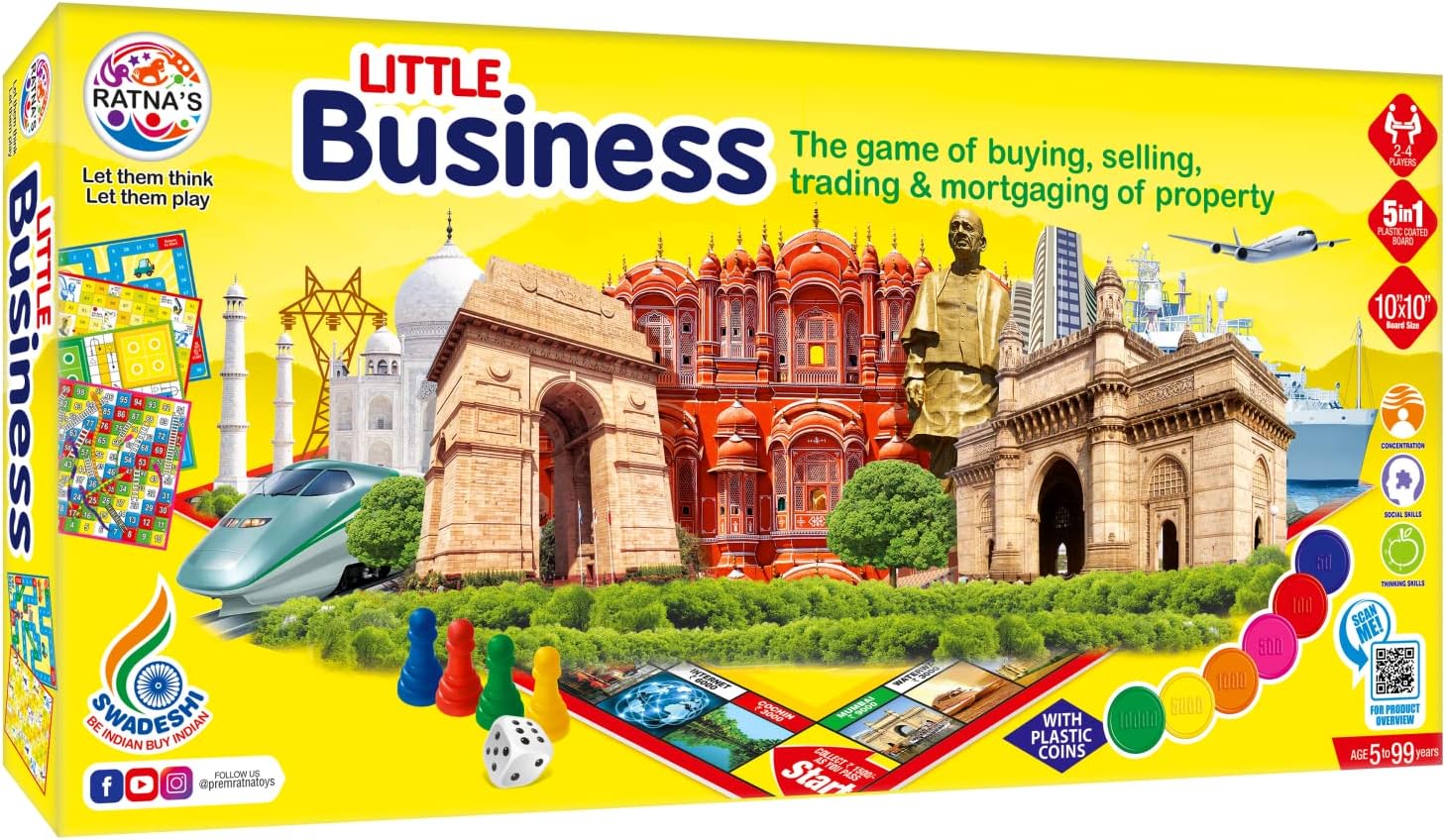 Ratna's 5 in 1 Classic Little Business Strategy Game with Coins ...