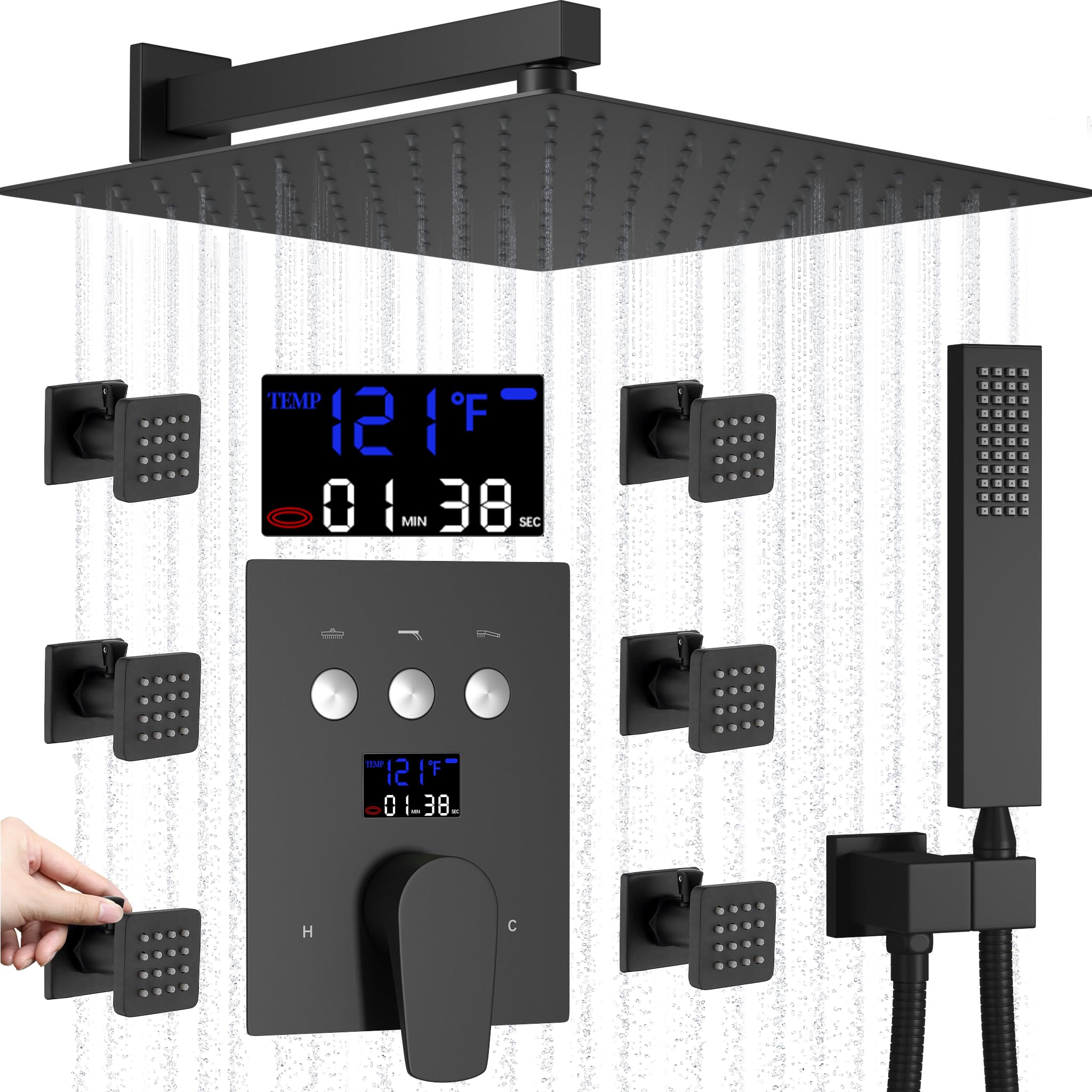 AYIVG Matte Black Shower System Push Button Diverter Shower Faucet with ...