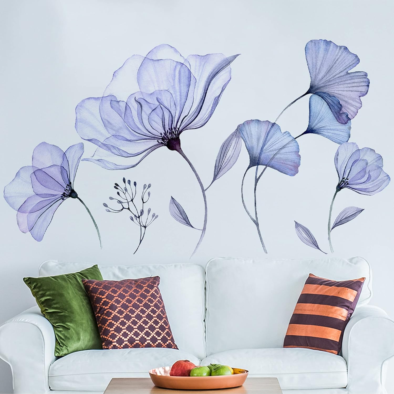 Amazon.com: Decords Flower Wall Decals Peel and Stick - Floral Vinyl ...