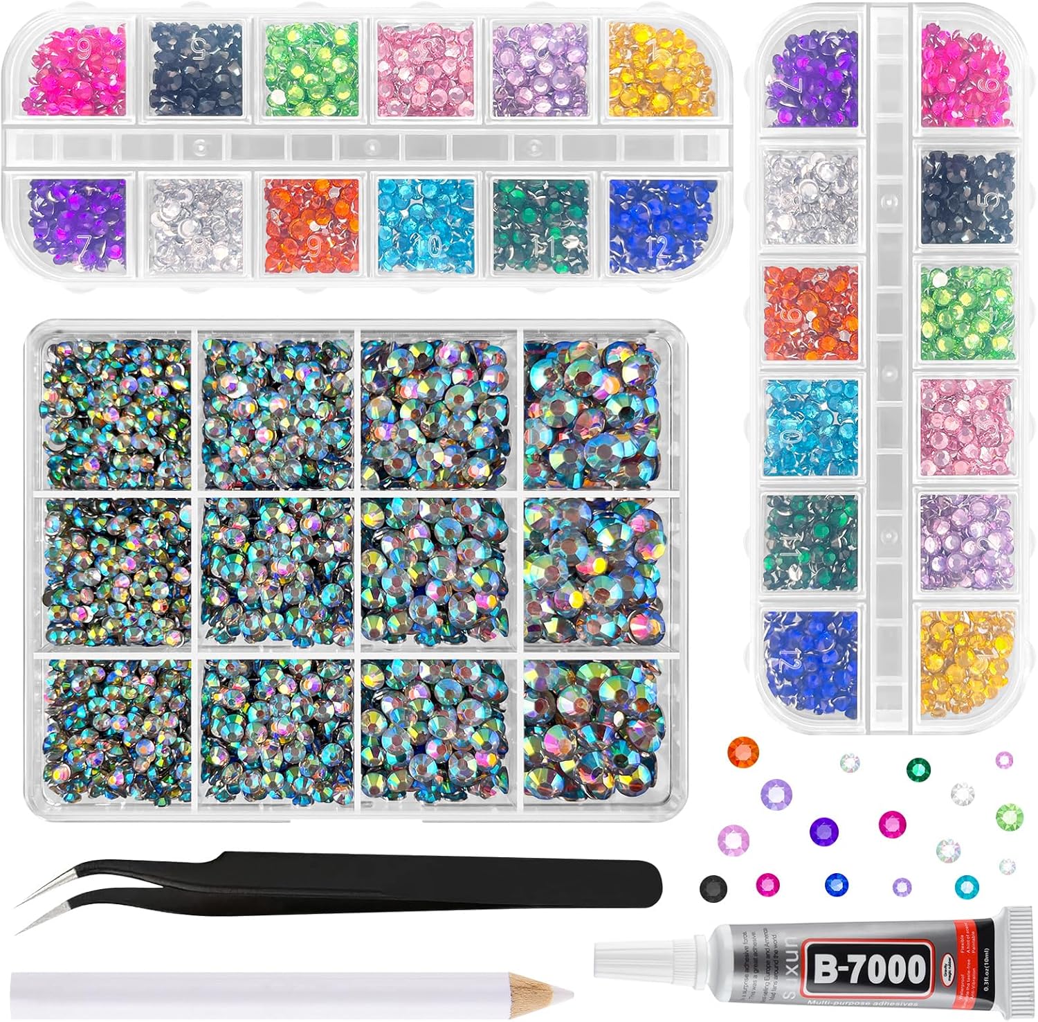 ASTARON Colorful Resin Rhinestones for Crafting, 2mm-6mm Mixed Flatback ...